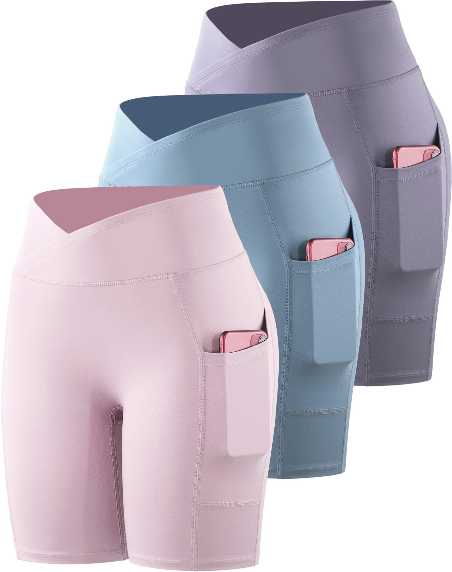 NELEUS Womens V Cross Waist Spandex Yoga Bike Shorts with Pockets ...