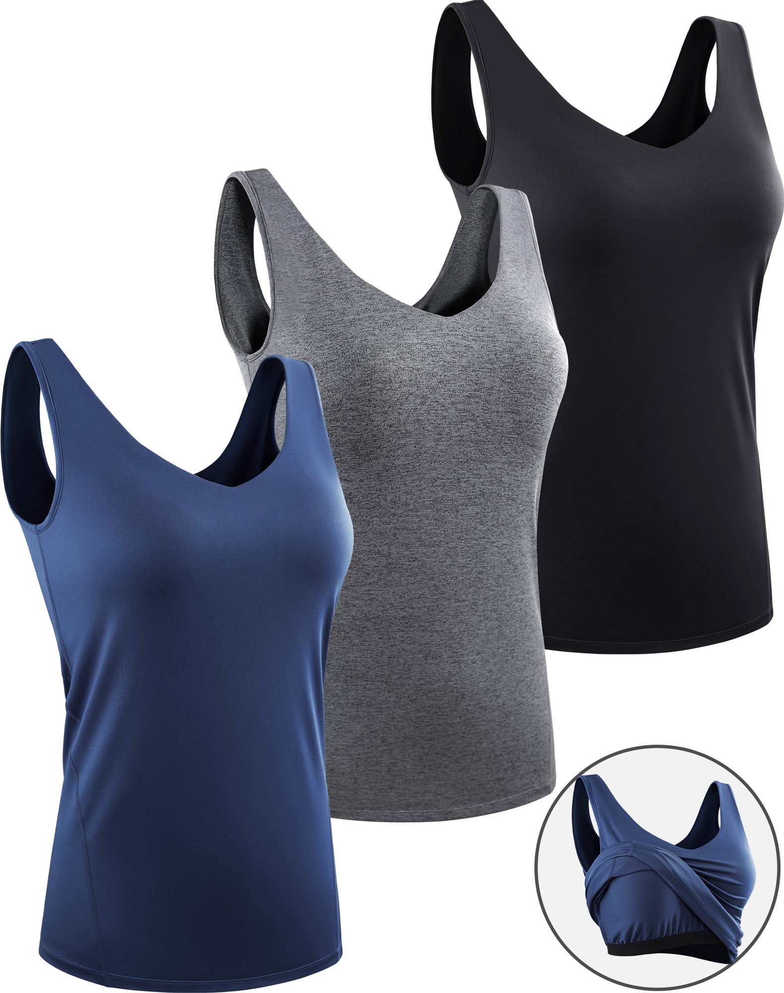 NELEUS Womens Workout Compression Tank Top with Built in Bra V Neck ...