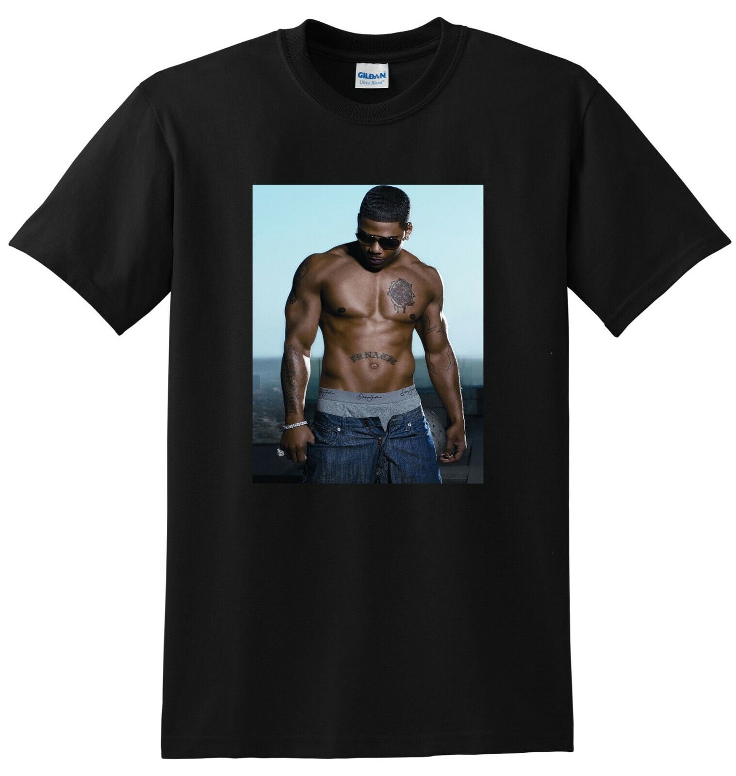 NELLY T SHIRT hot cute no shirt shirtless photo poster tee SMALL MEDIUM ...