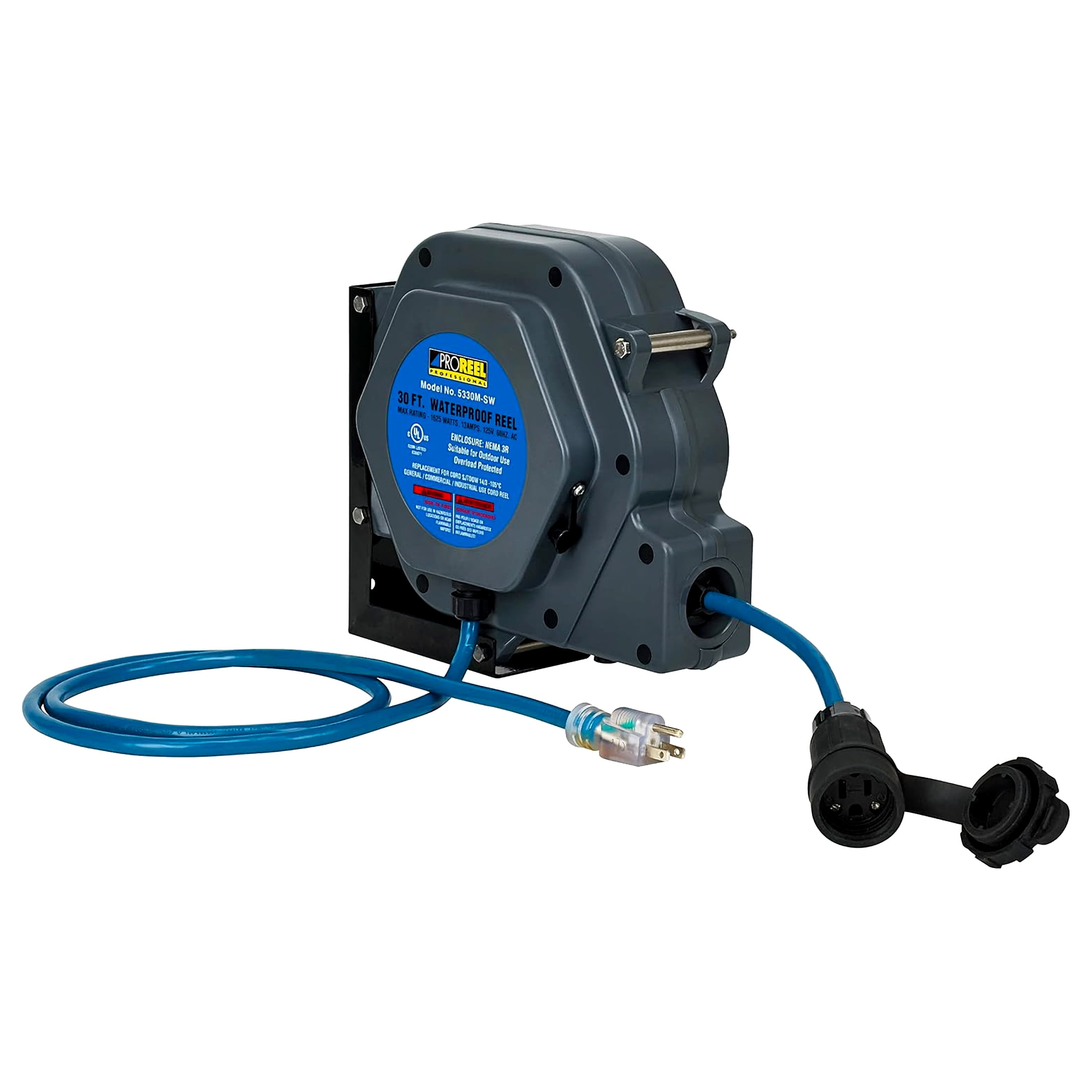 NEMA 3R Weatherproof Outdoor 30 Ft Retractable Extension Cord Reel ...