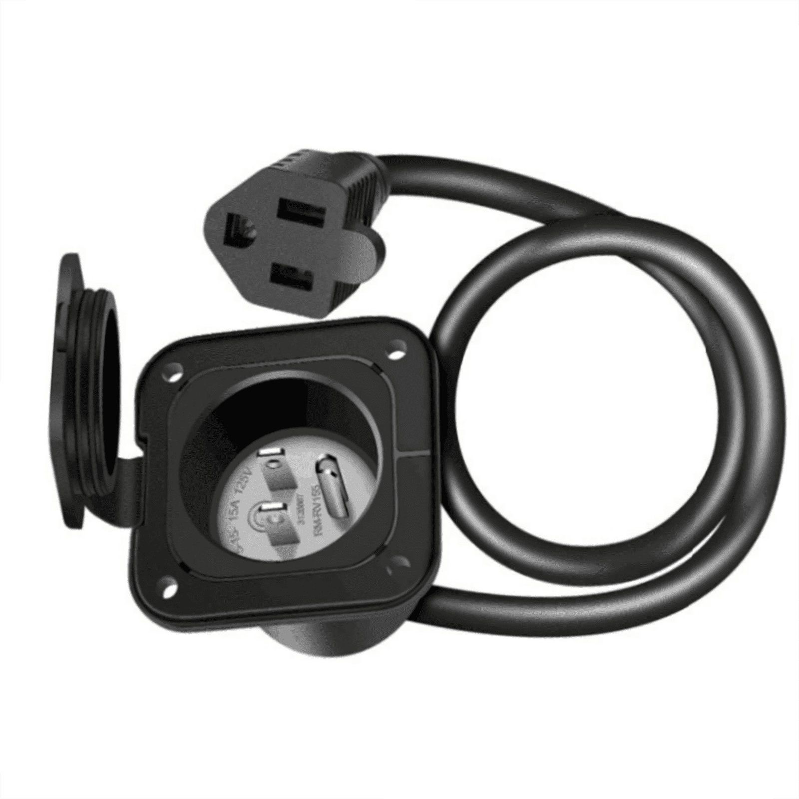 NEMA 5-15P 15A Flanged Inlet Plug Easy Installation, Weatherproof ...