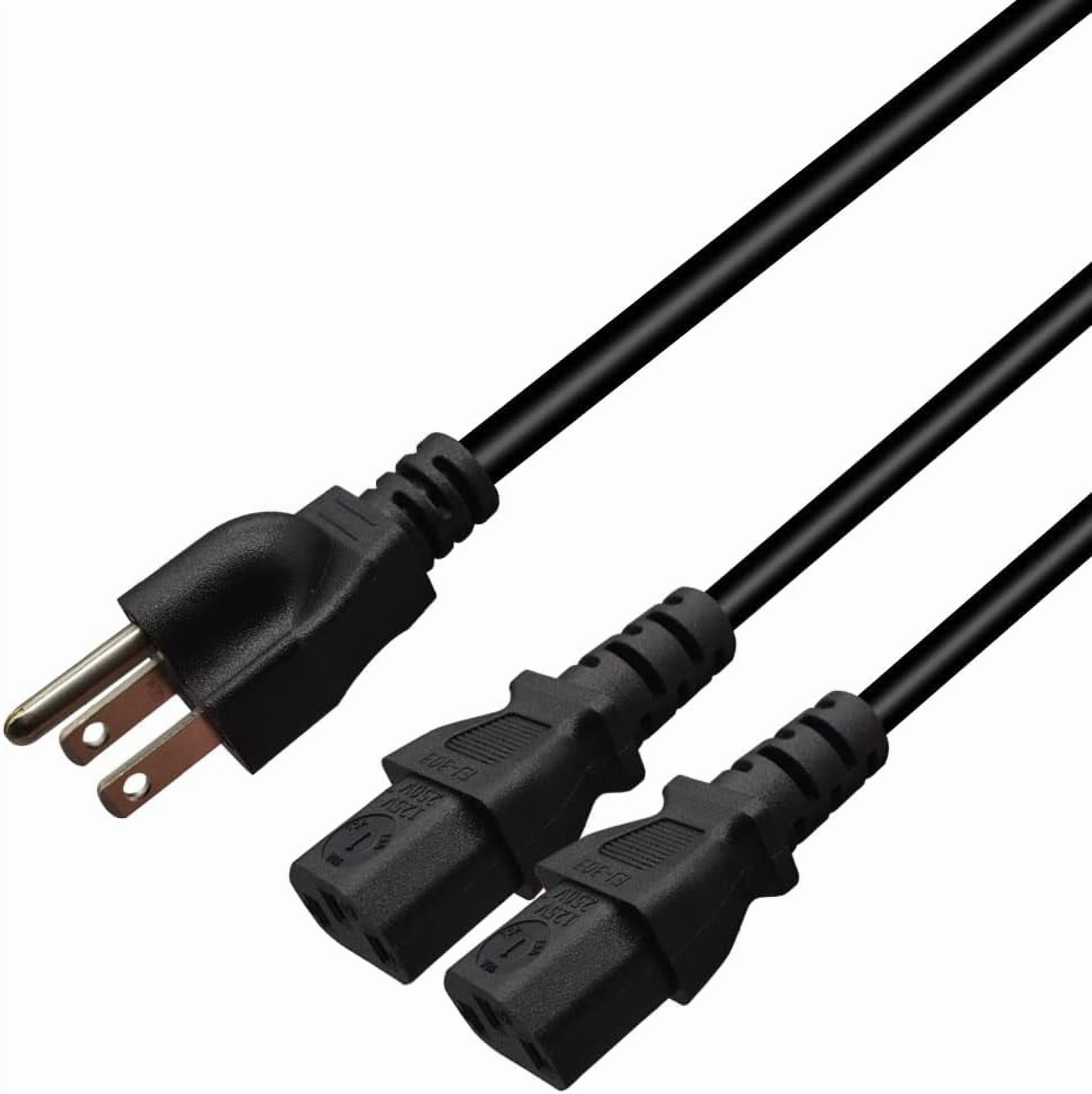 NEMA 5-15P to 2 x C13 Power Cord Splitter Cable,5-15P to Dual C13 Y ...