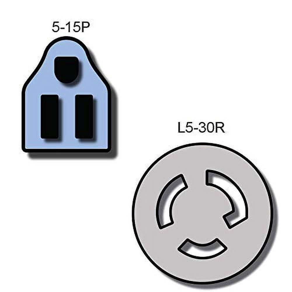 NEMA 5-15P to L5-30R Plug Adapter - 3 Foot, 125V, 14 AWG - Iron Box ...