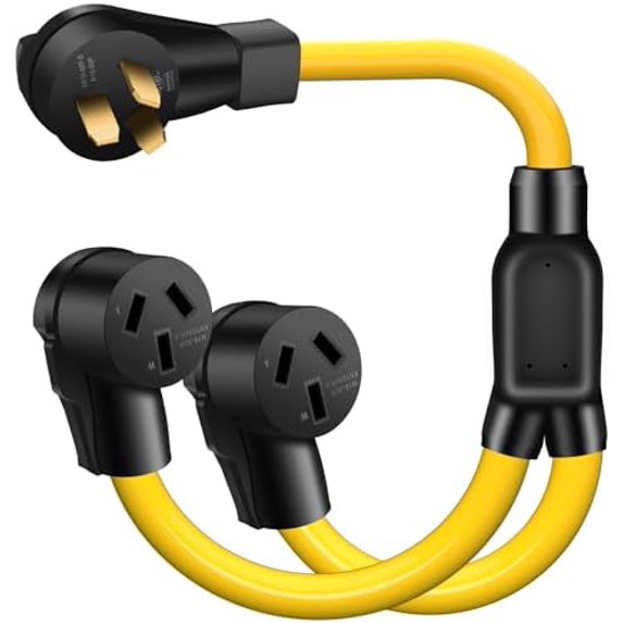 NEMA 50 AMP 10-50P to 2 Outlet 10-50R Y Splitter Adapter Cord, 3 Prong ...