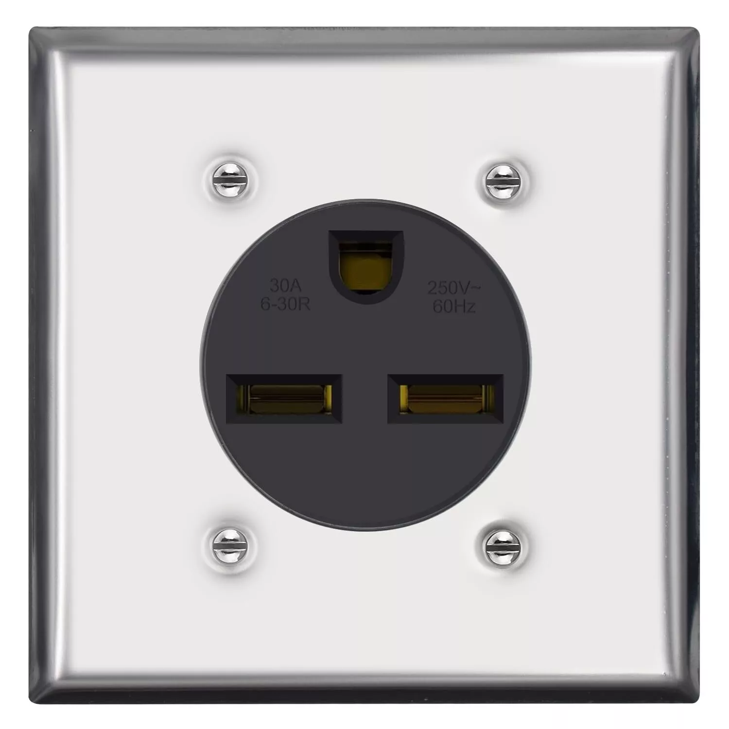 NEMA 6-30R Flush Mounting Power Outlet,30Amp,2P 3W 125/250V,UL Listed ...