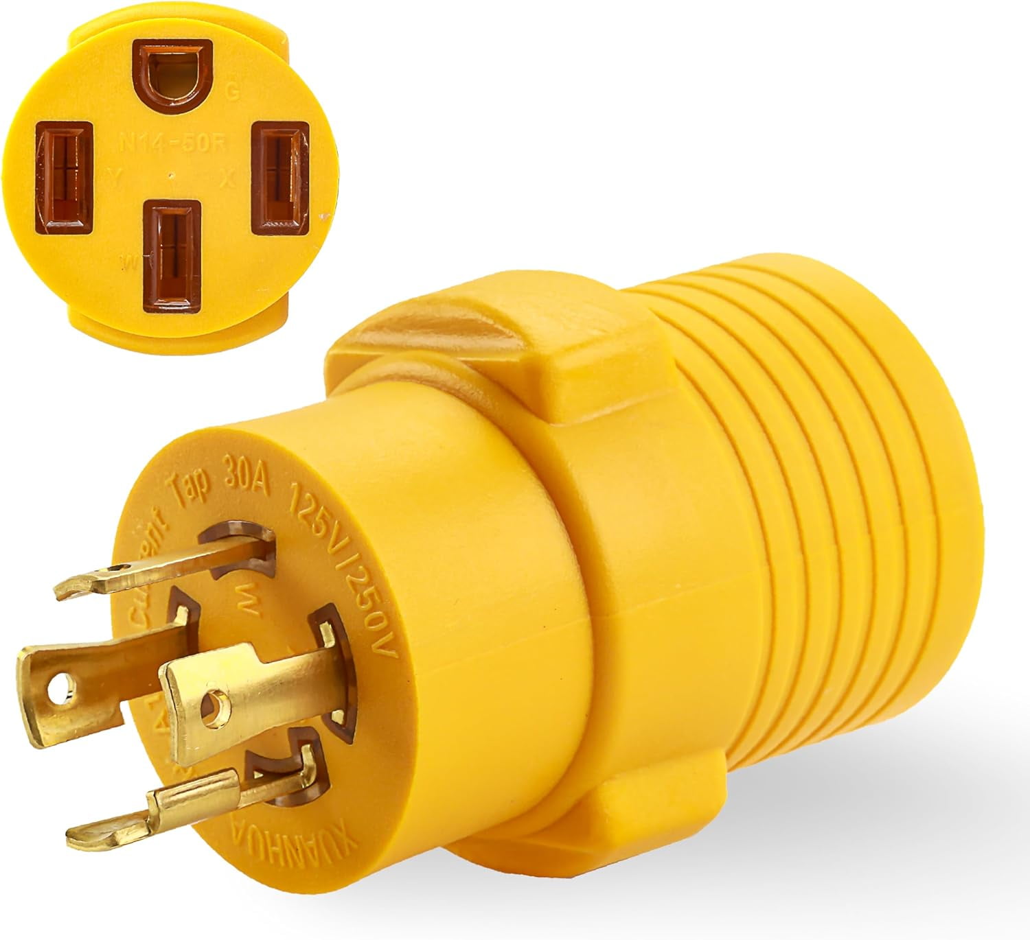 NEMA L14-30P to 14-50R Generator Adapter 30/50A 125/250V, Yellow Twist ...