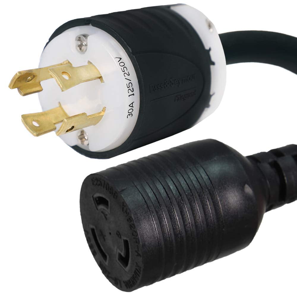 NEMA L14-30P to L6-20R Plug Adapter - 1 Foot, 20A/250V, 12/3 AWG - Iron ...