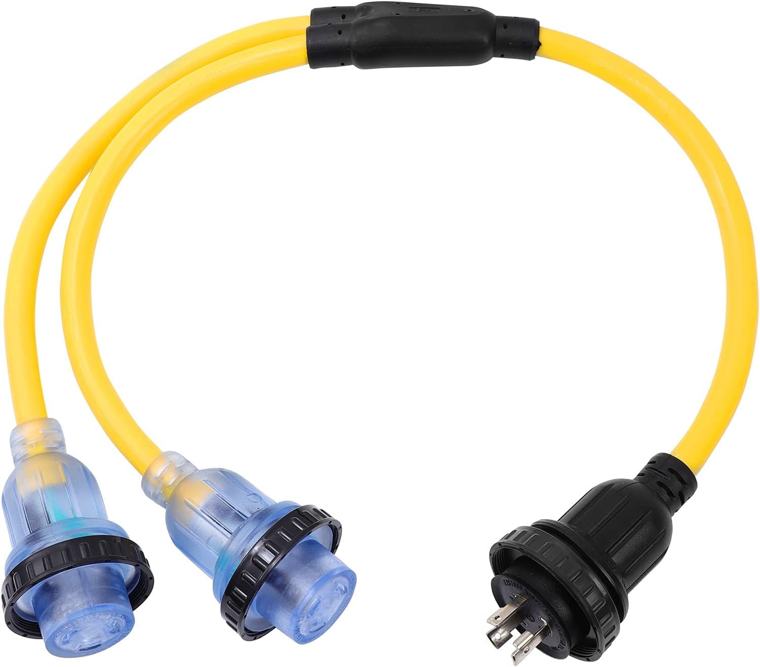 NEMA L5-30P To 2 Outlet L5-30R Y Splitter STW 3 Feet 120V 30 Amp Twist ...