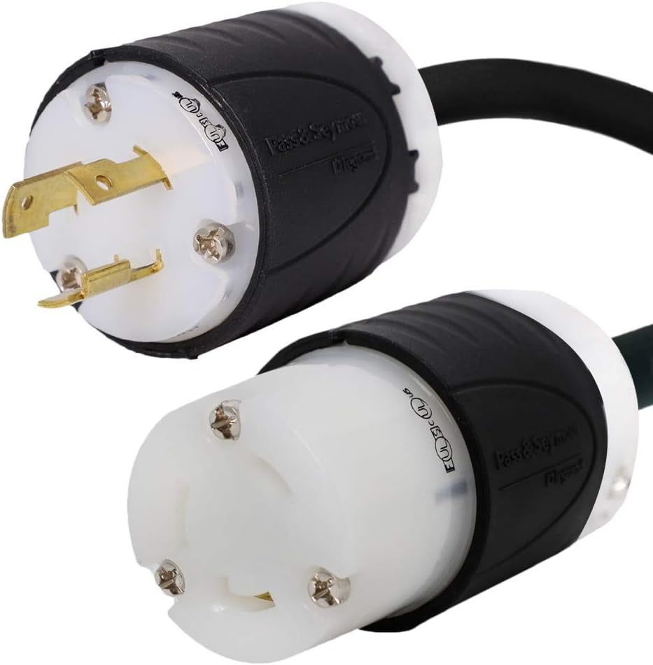 NEMA L6-20P to L6-30R Plug Adapter - 20 Foot, 20A/250V, 12/3 SJT - Iron ...