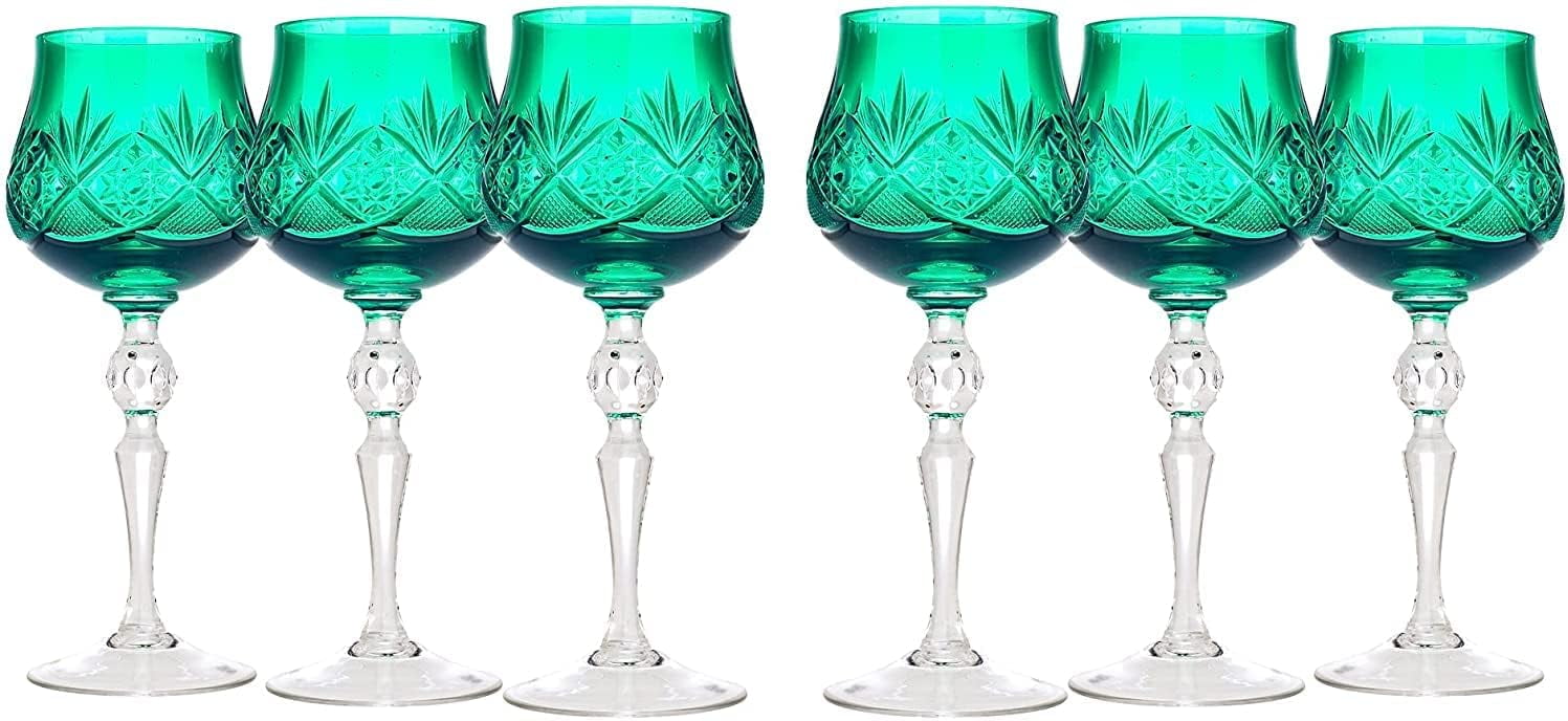 NEMAN 250ml/8.5oz Handmade 24%-Lead Crystal Crystal Wine Glass, Green ...