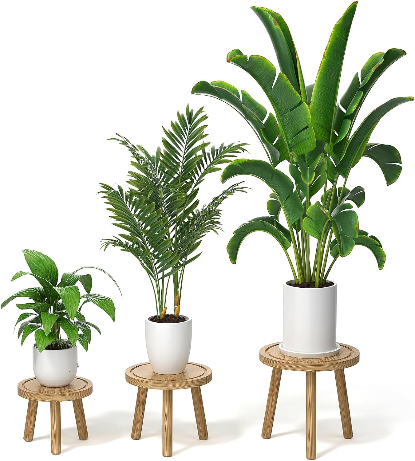 3-Pack Wood Plant Stands Indoor, Single Plant Stand for 6-12 Inch Pots ...