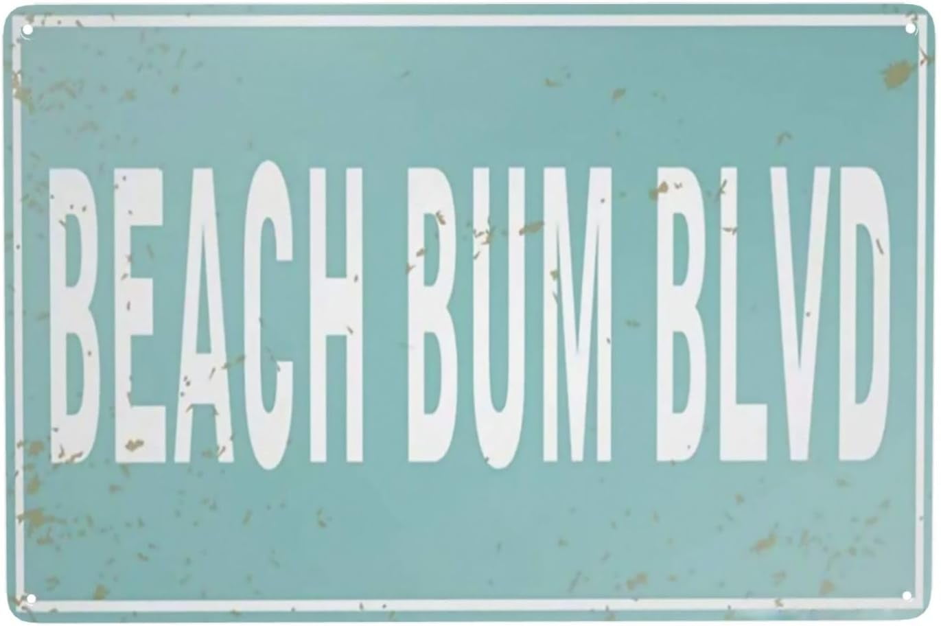 NENAWOS Retro Metal Sign Vintage Tin Sign Beach Bum BLVD Sign for ...