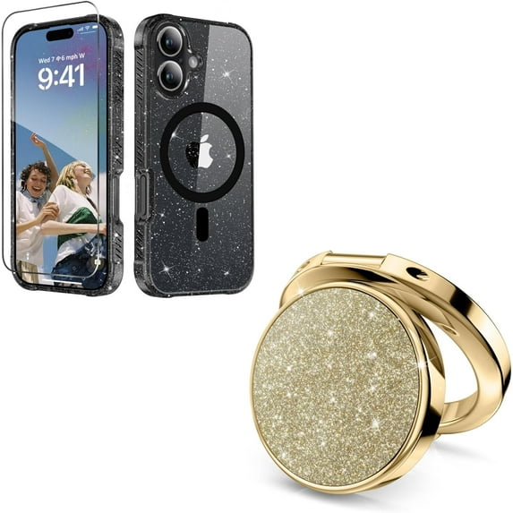 NEOFD Bundle - for iPhone 17 Case 6.3 Inch [Black] + Phone Ring Holder ...