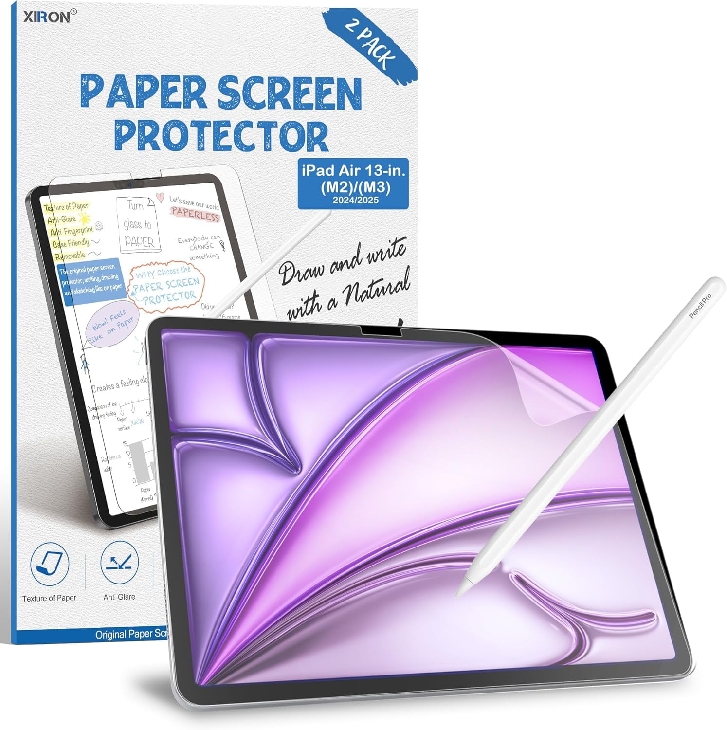 NEOFDC 2 Pack Paper Screen Protector for iPad Air 13-inch (M3) 2025/(M2 ...