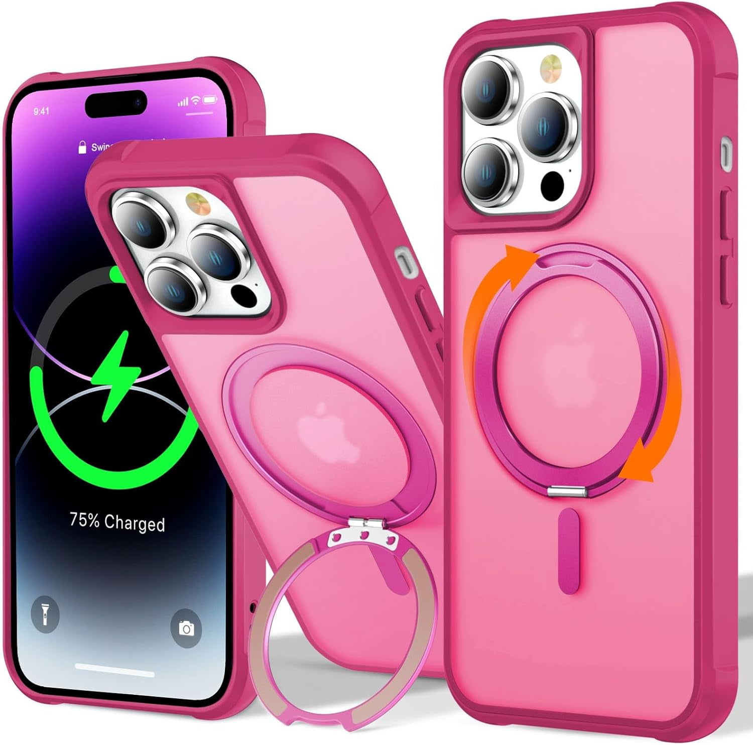 NEOFDC 360° Rotatable Magnetic Ring Design for iPhone 14 Pro, Built-in ...