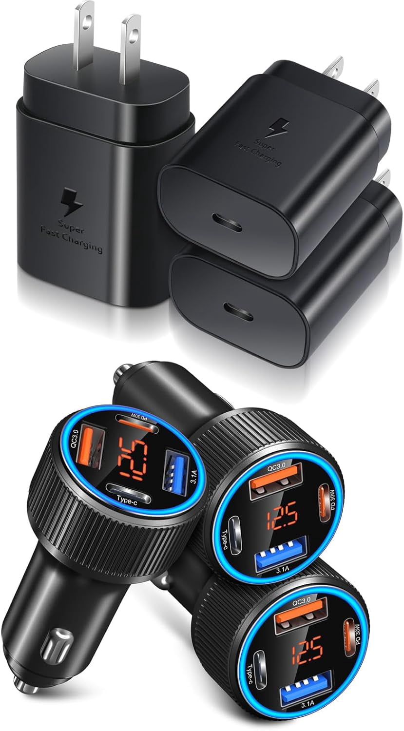 NEOFDC for 65W 4 Port Car Charger with 25W USB C Wall Charger Power ...