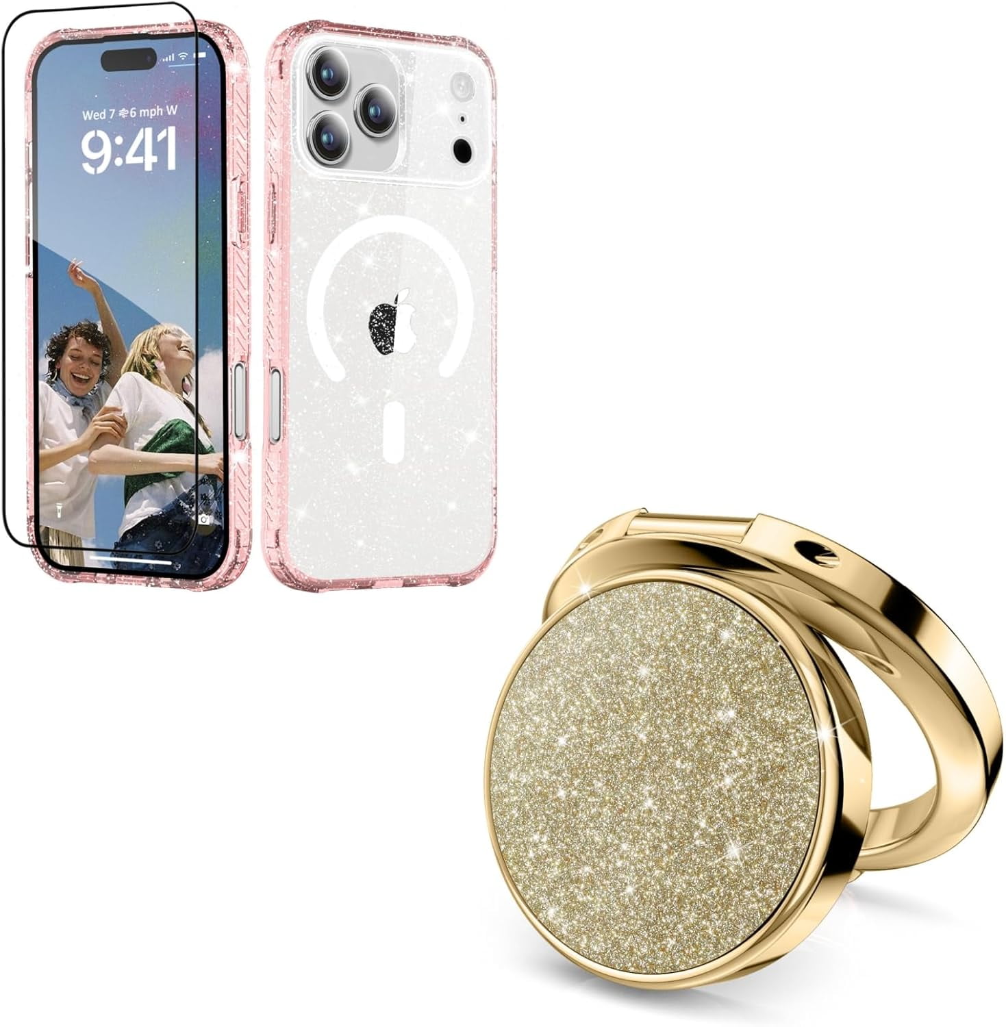 NEOFDC Bundle - for iPhone 17 Pro Max Case 6.9 Inch [Pink] + Phone Ring ...