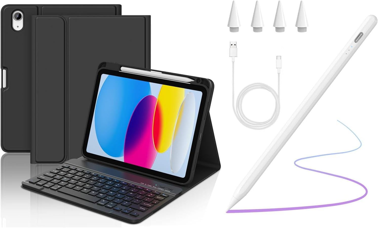 NEOFDC Keyboard Case for iPad 11/10th Gen Case with Keyboard 11/10.9” 2025 A16/2022 (Black ...