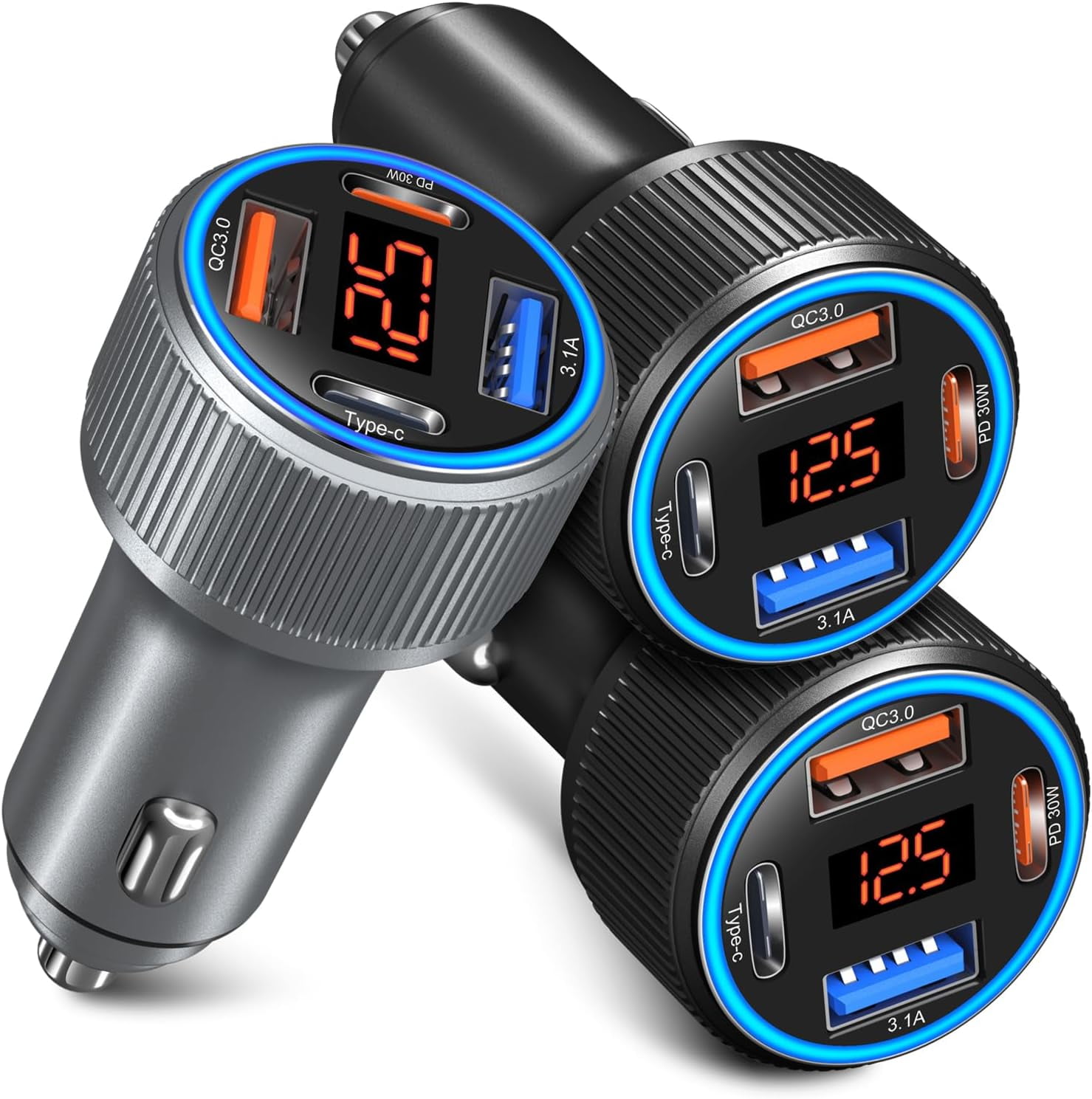 NEOFDC USB C Car Charger, 3 Pack 65W Dual 12V Car Power Adapter with ...