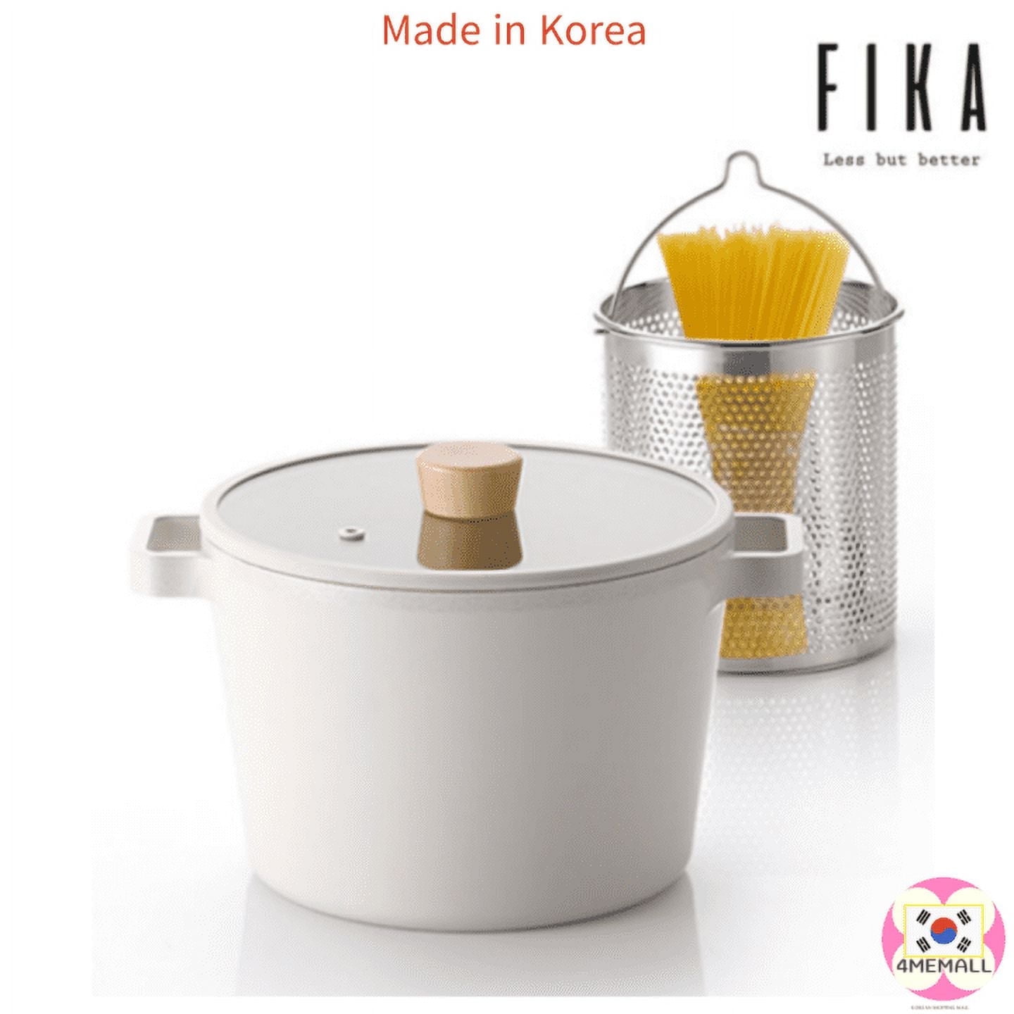 NEOFLAM FIKA Large 4.9 QT Non-Stick Deep Stockpot with Pasta Strainer ...