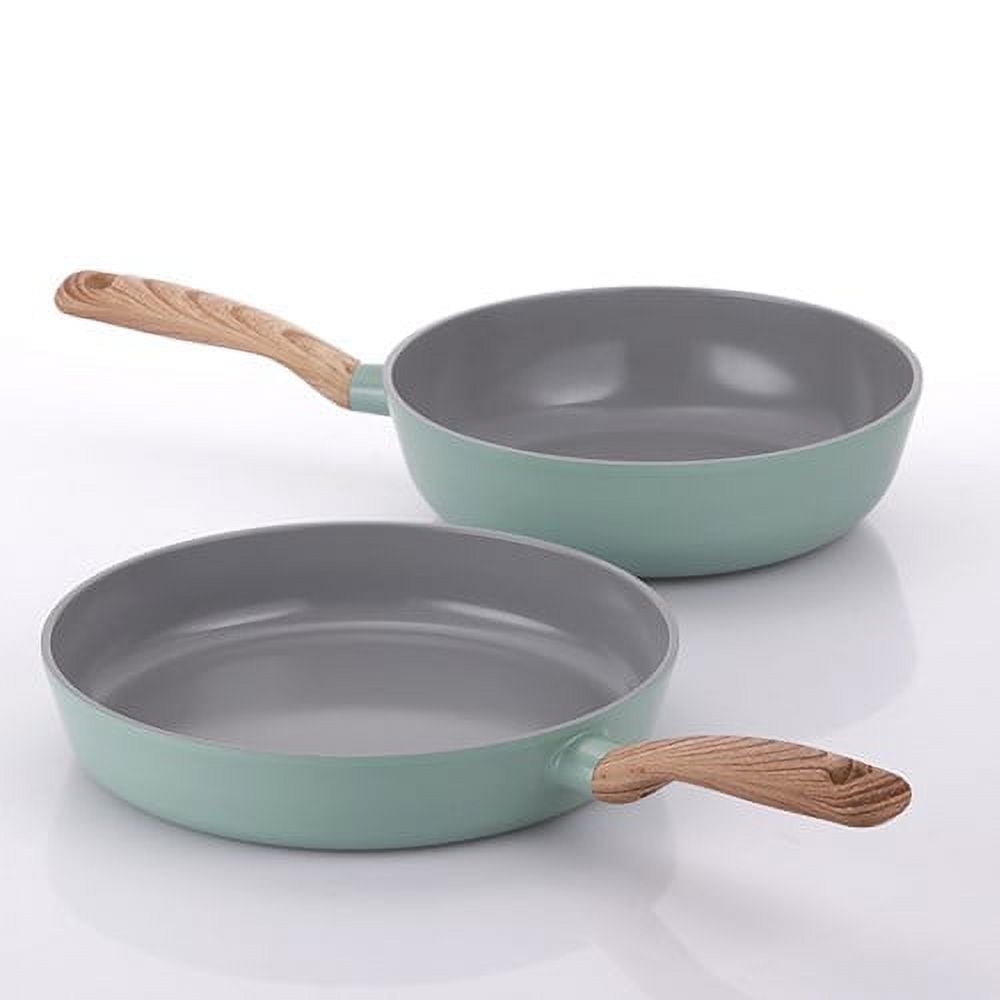 Neoflam Retro Demer Green 2 Piece Wok Pan Set with Ceramic Non-Stick ...