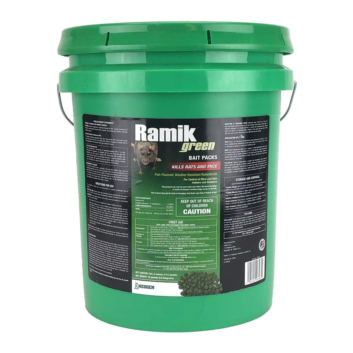 NEOGEN RODENTICIDE 60-Pack Ramik Rat and Mouse Bait Pail, 4-Ounce ...