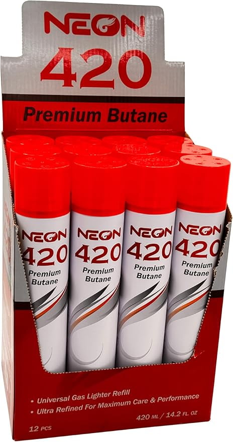 NEON 420 Premium Butane – 12 Pack (420ml / 14.2oz Each) – Universal Gas ...