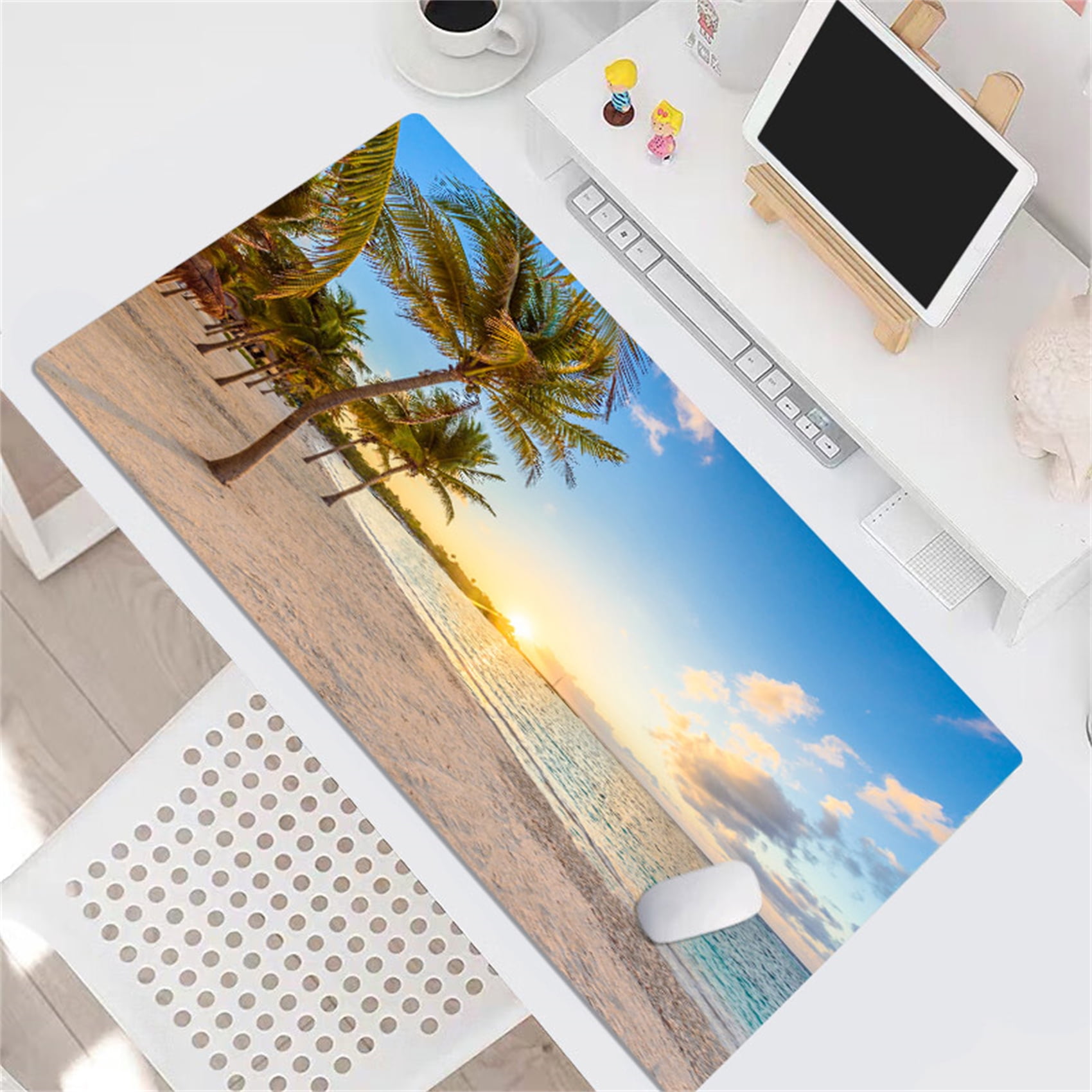 NEONWE Ocean Beach Gaming Mouse Pad Tropical Palm Tree Sunset Sea ...