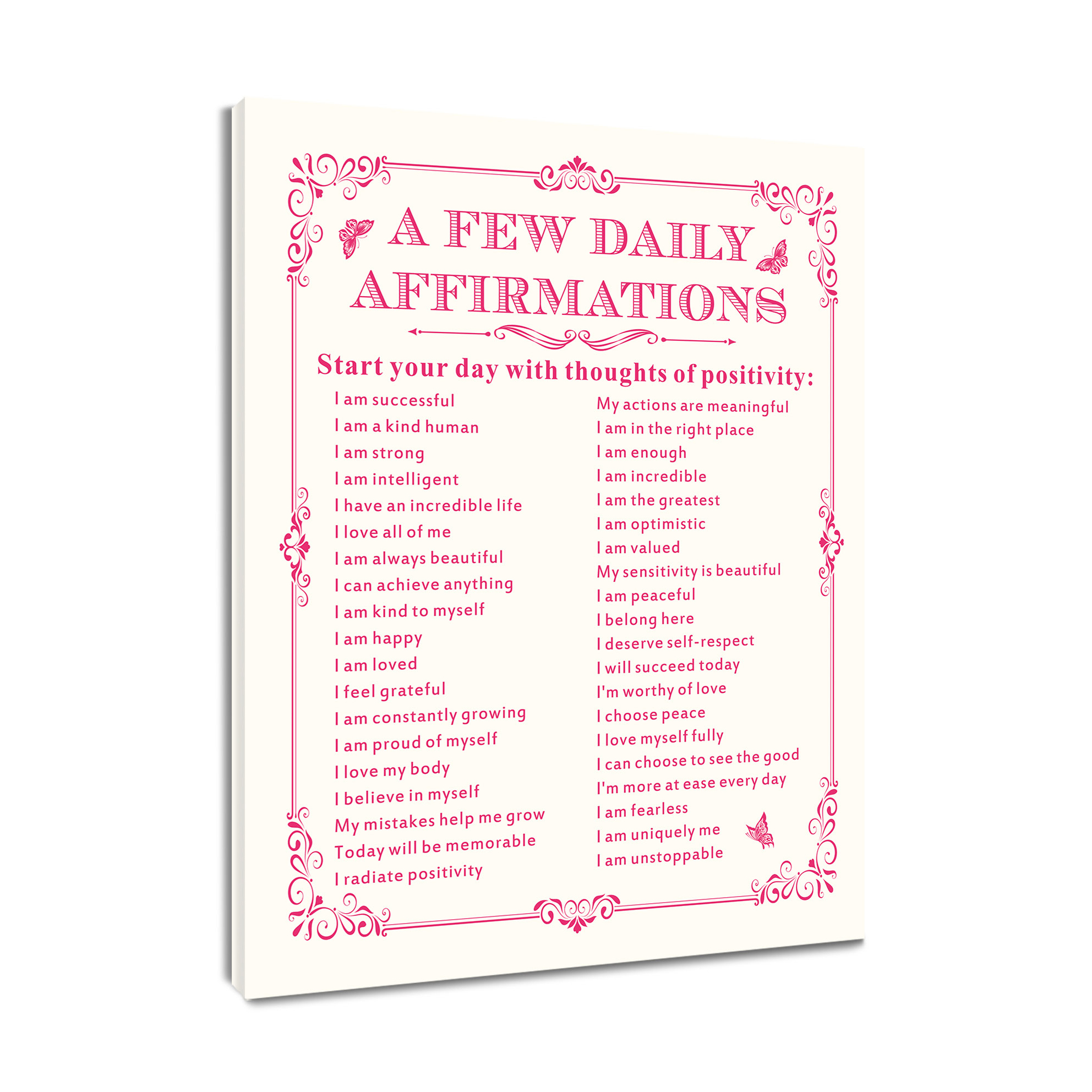 NEONWE Pink Inspirational Quotes Wall Art, A Few Daily Affirmations ...