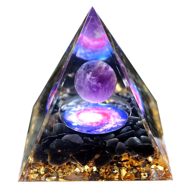 NEONWE Purple Crystal Pyramid Black Starry Sky Chakra Golden Shard ...