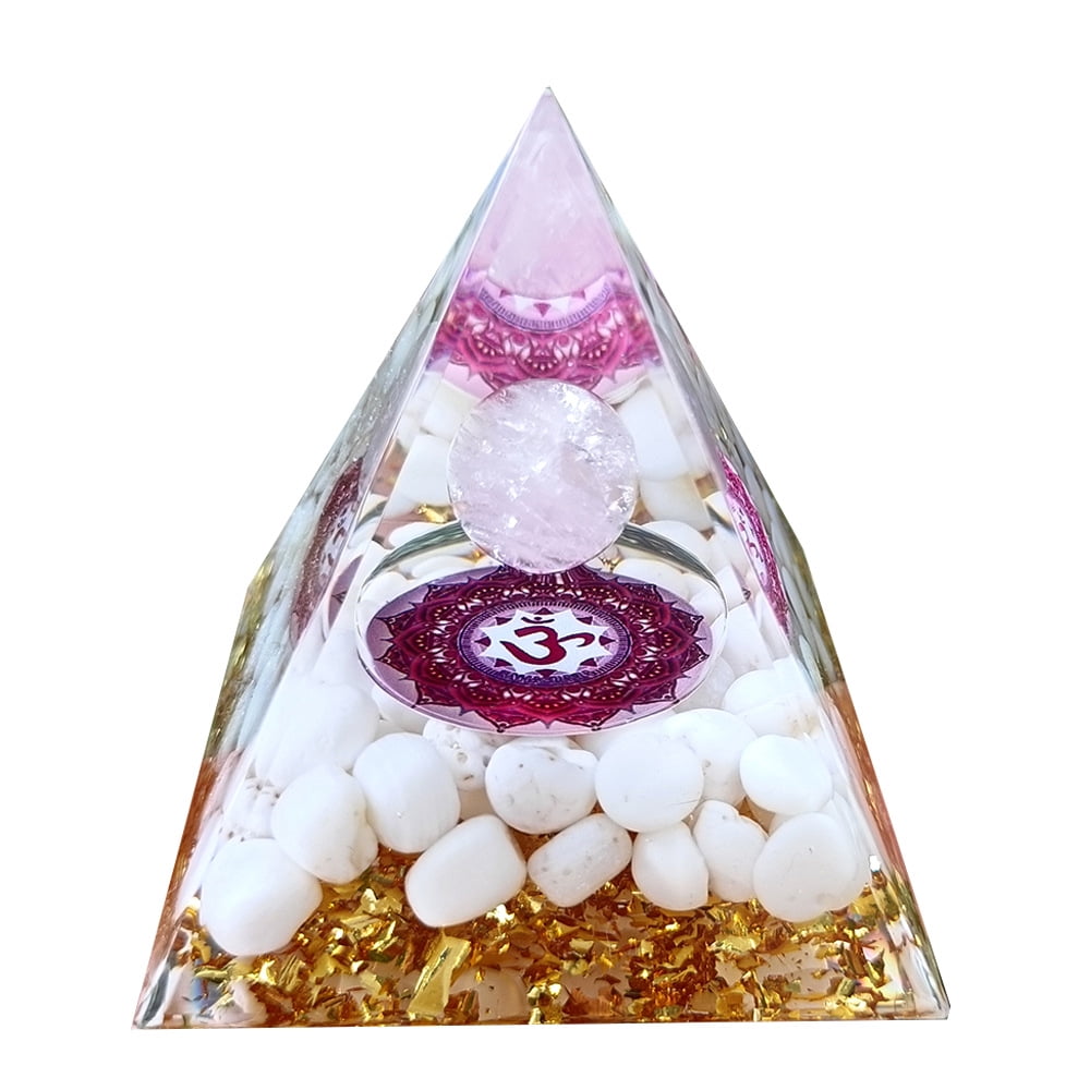 NEONWE Purple Crystal Pyramid Pink Beads White Stone Chakra Healing ...