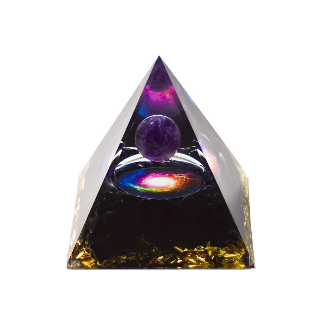 NEONWE Purple Pyramid Moonstone Crystal Black Obsidian Gold Crushed ...