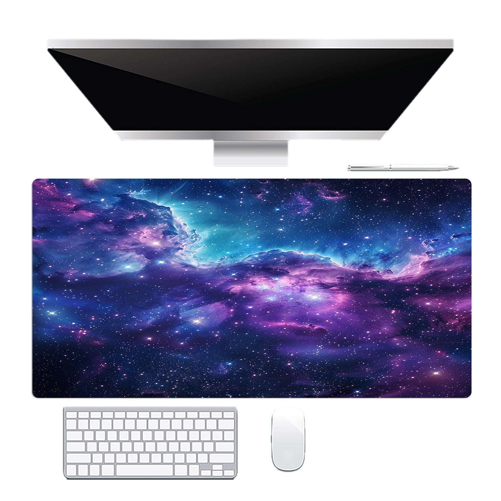 NEONWE Purple Starry Night Gaming Mouse Pad Blue Galaxy Nebula Universe ...