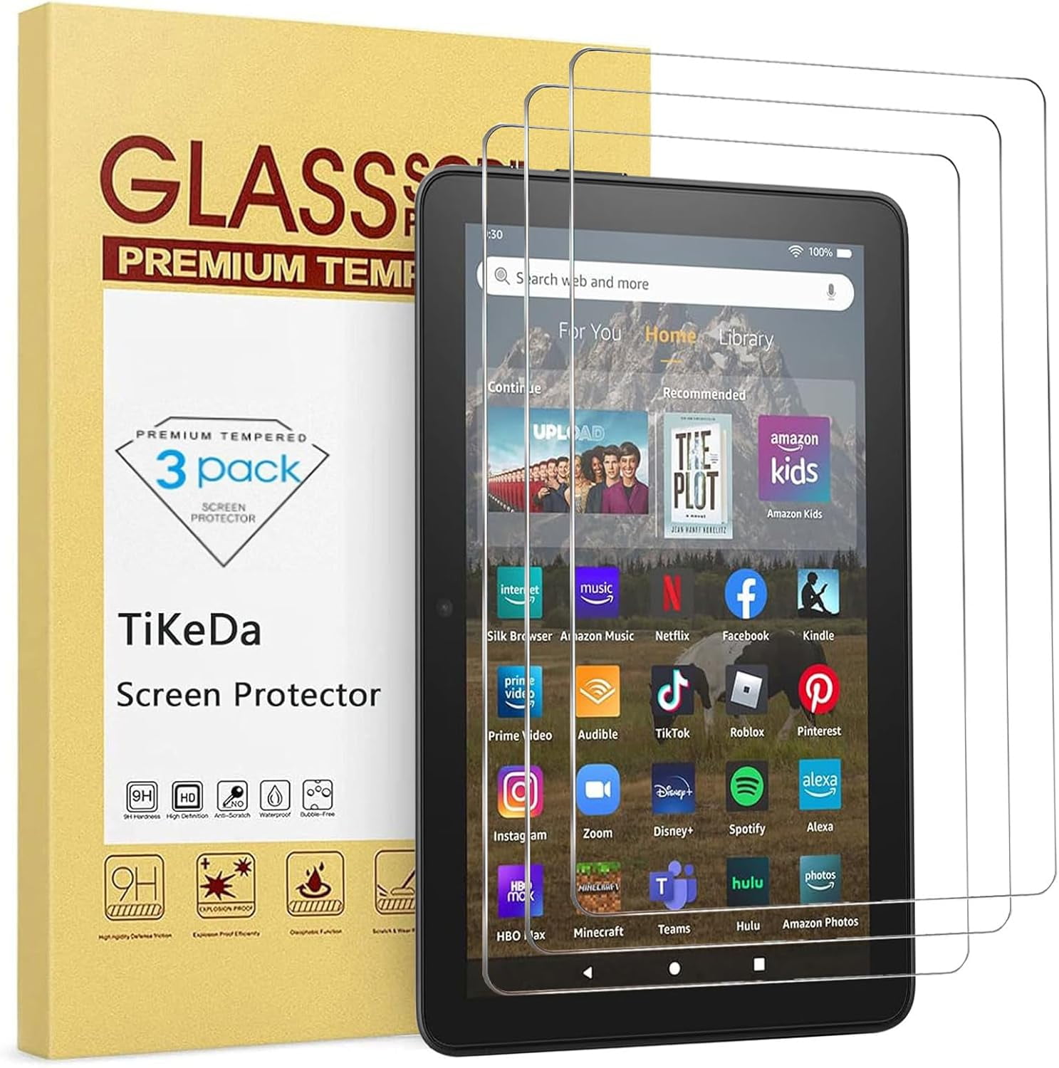 NEOYFC 3 Pack Screen Protector for All-New Fire HD 8/HD8 Plus/Fire HD 8 ...