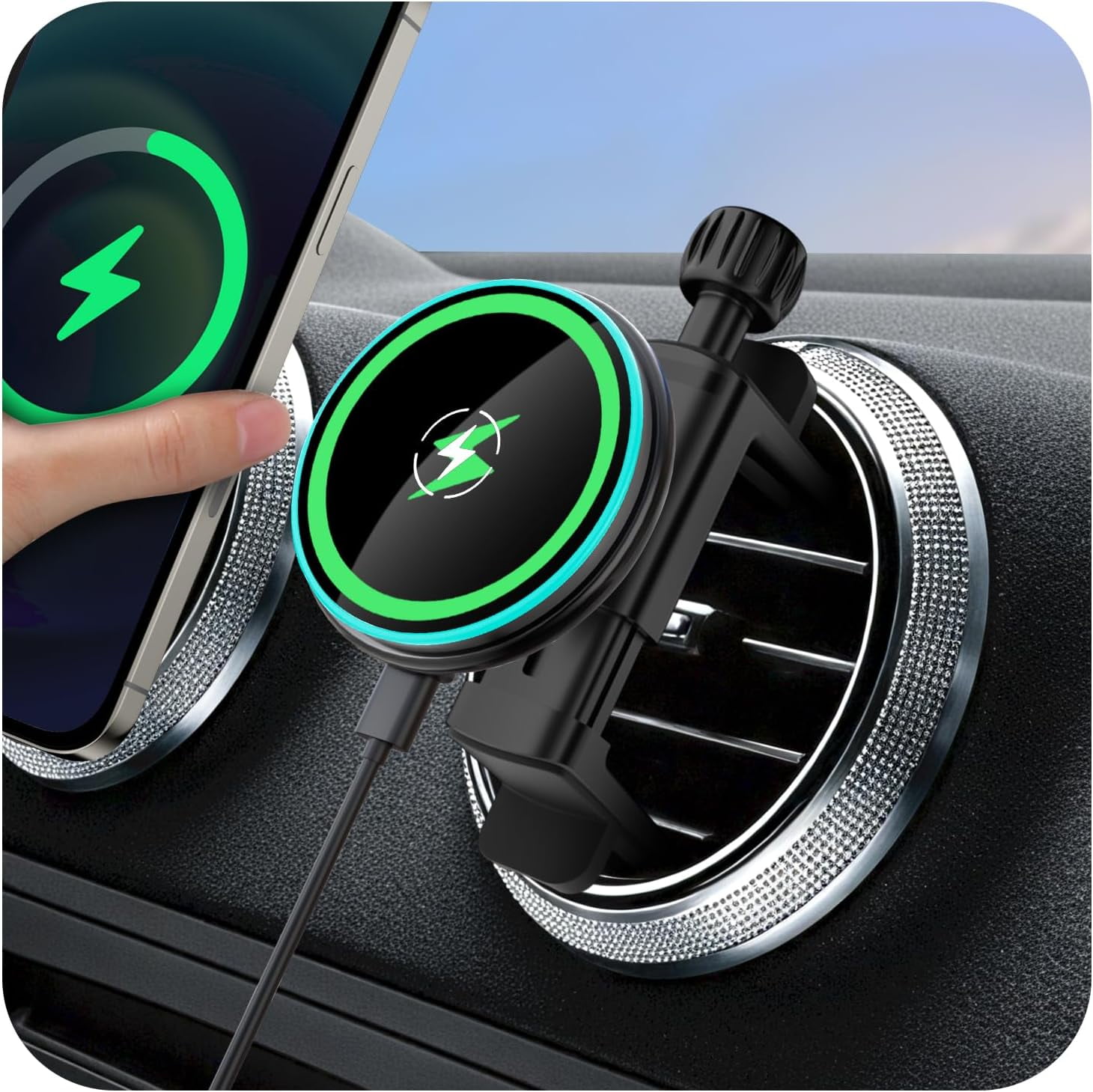 NEOYFCQi2 Certified 15W Fast Charging Wireless Phone Holder for Jeep ...