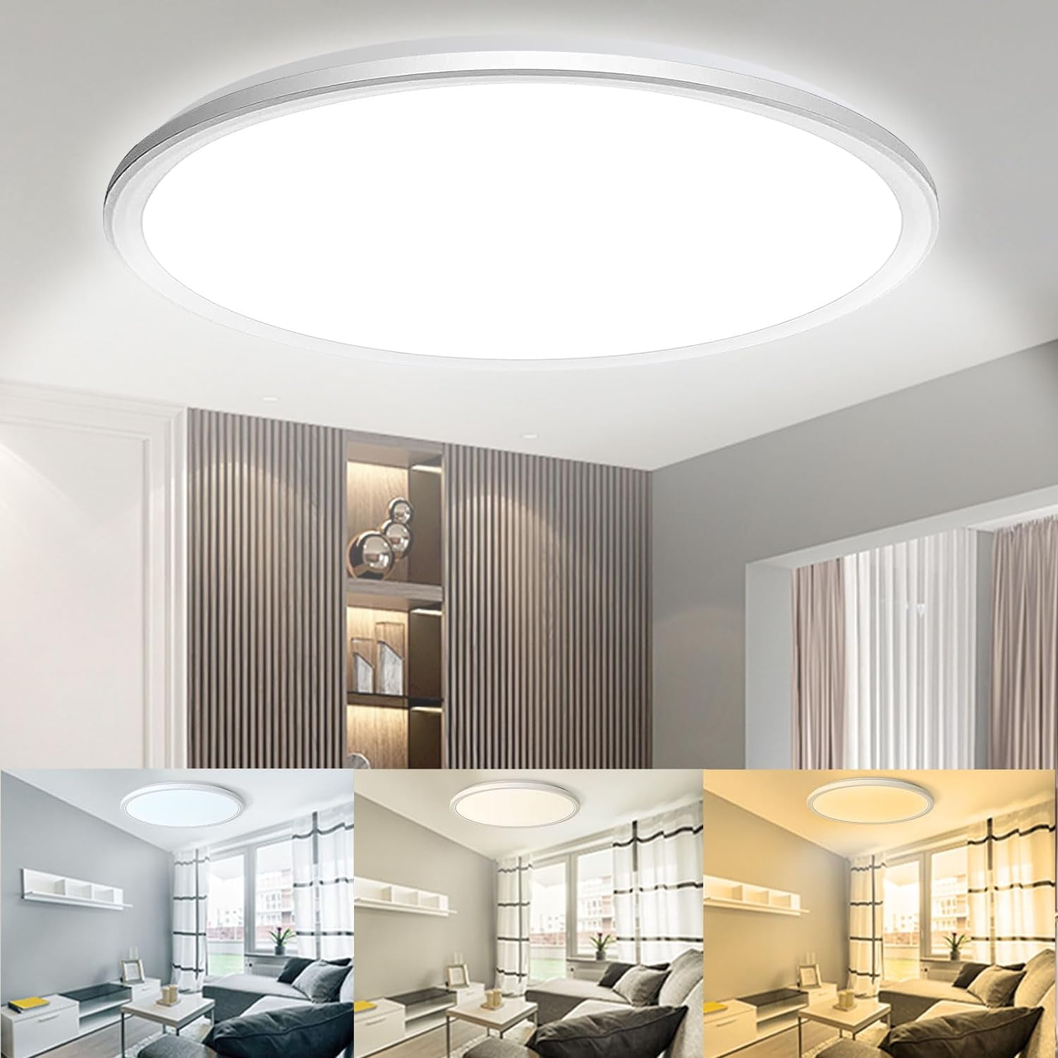 NEPIVEL 12 Inch Flush Mount Ceiling Light, Dimmable Brightness, 28W ...