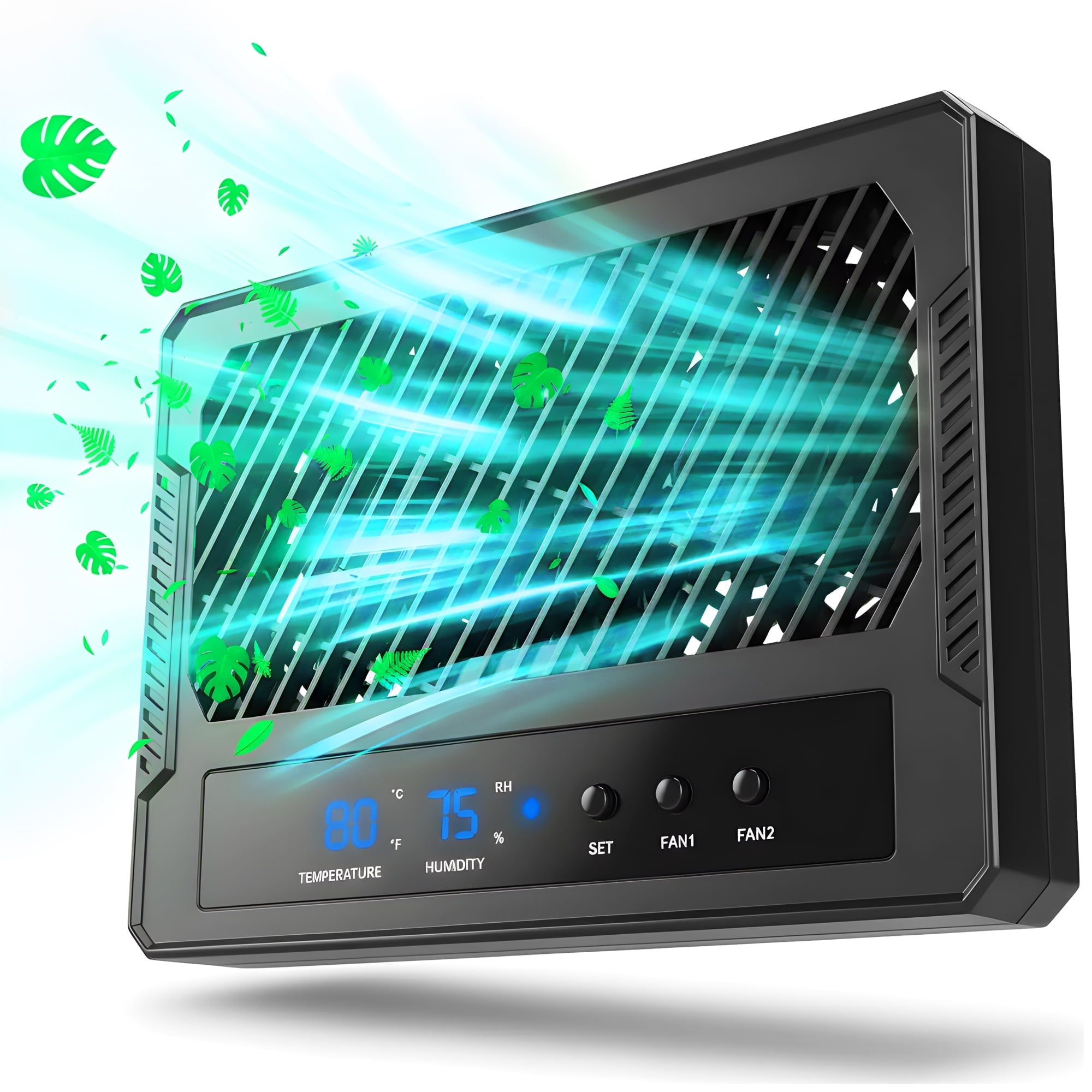 NEPTONION Reptile Dual Fan Ventilator,Smart Humidity Sensor and High ...
