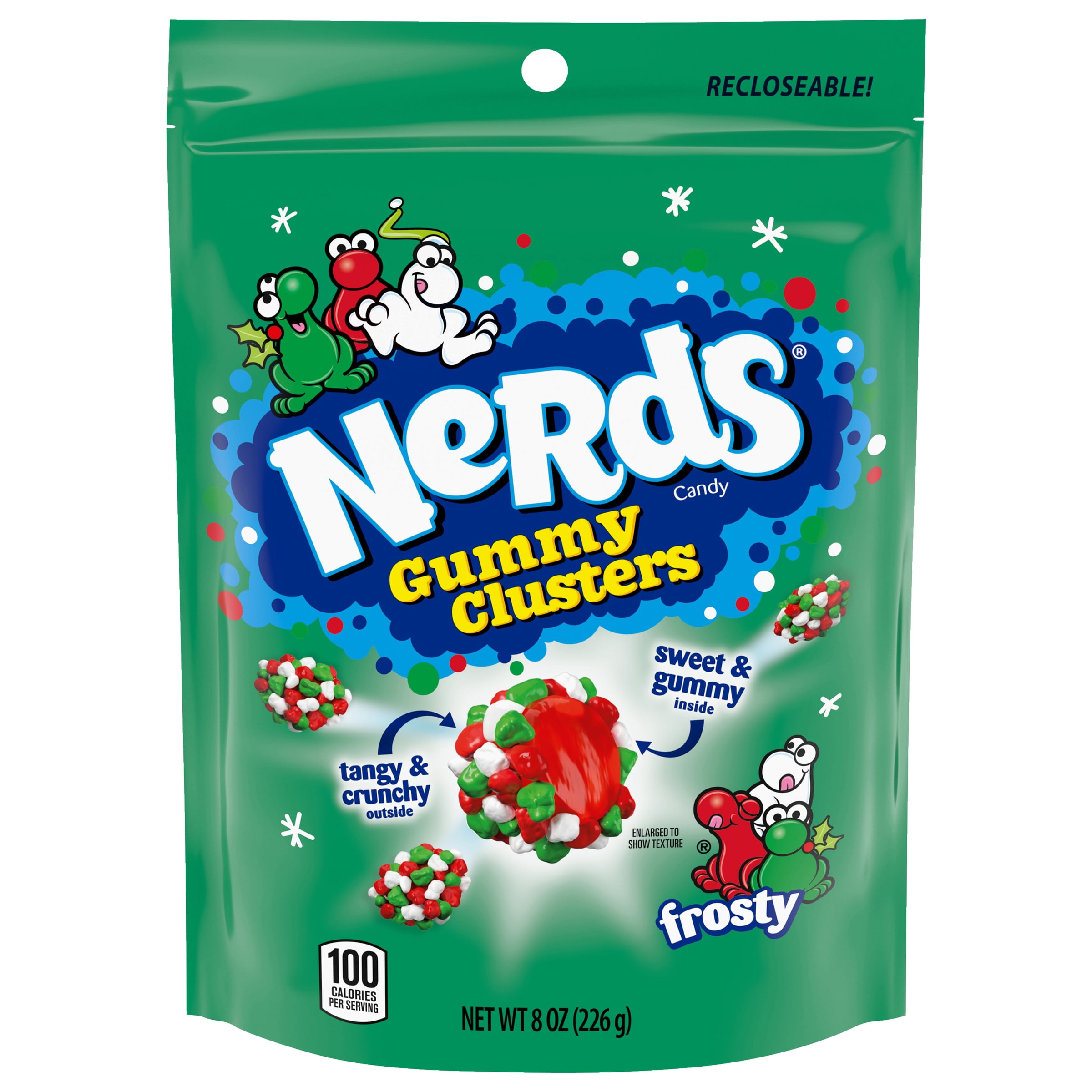 NERDS Frosty Gummy Clusters, Resealable Stand-Up Bag, Holiday Nerds ...