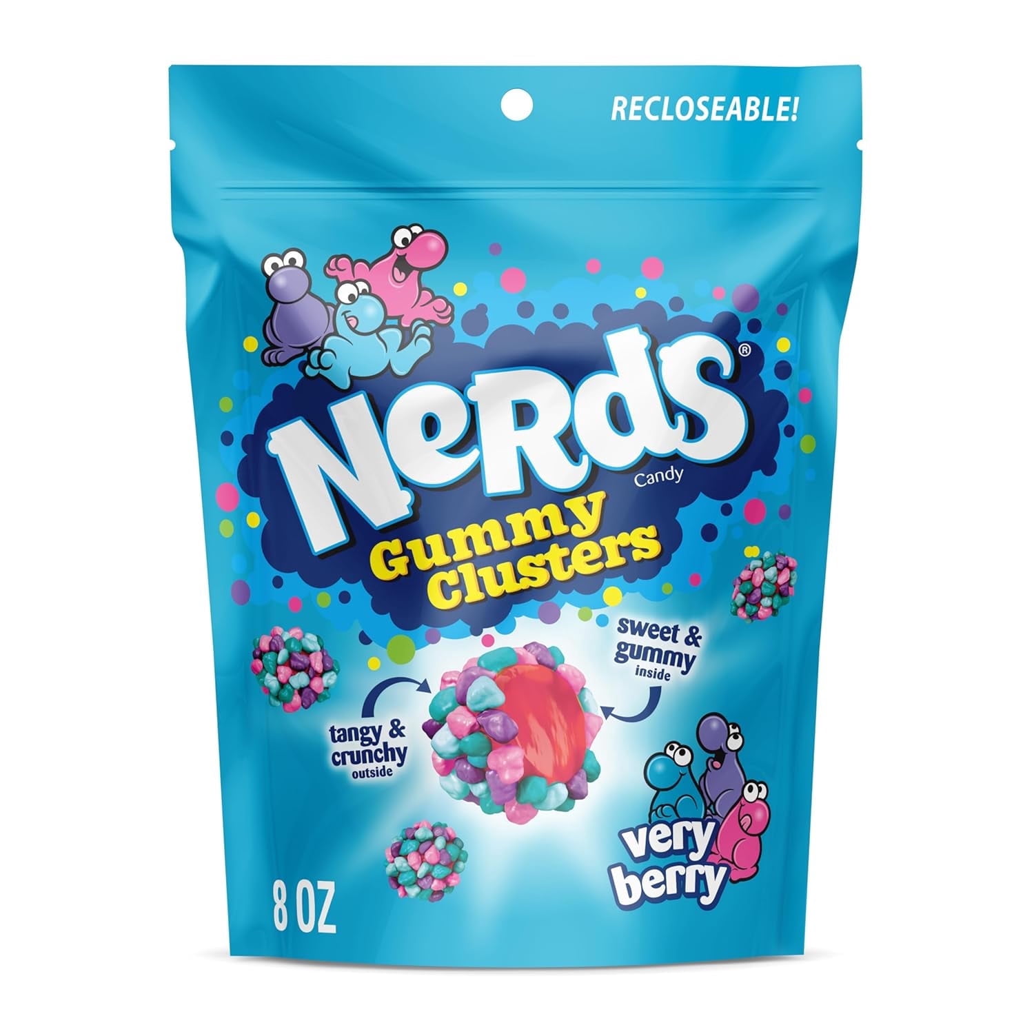 NERDS Gummy Clusters Candy, Very Berry, Crunchy and Gummy, 8 oz ...