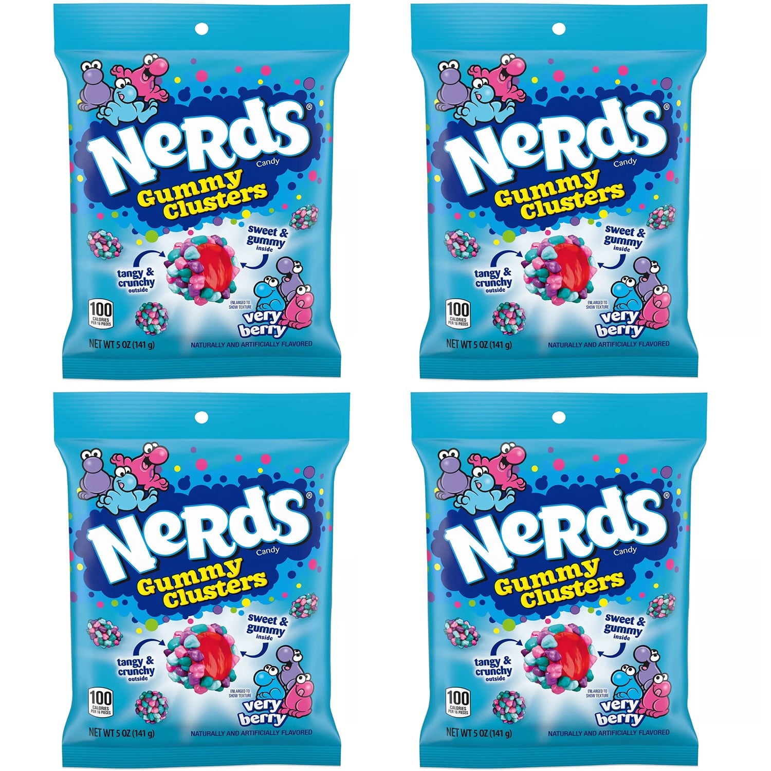 NERDS Gummy Clusters, Candy, Chewy Candy | Pack of 4 | Very Berry ...