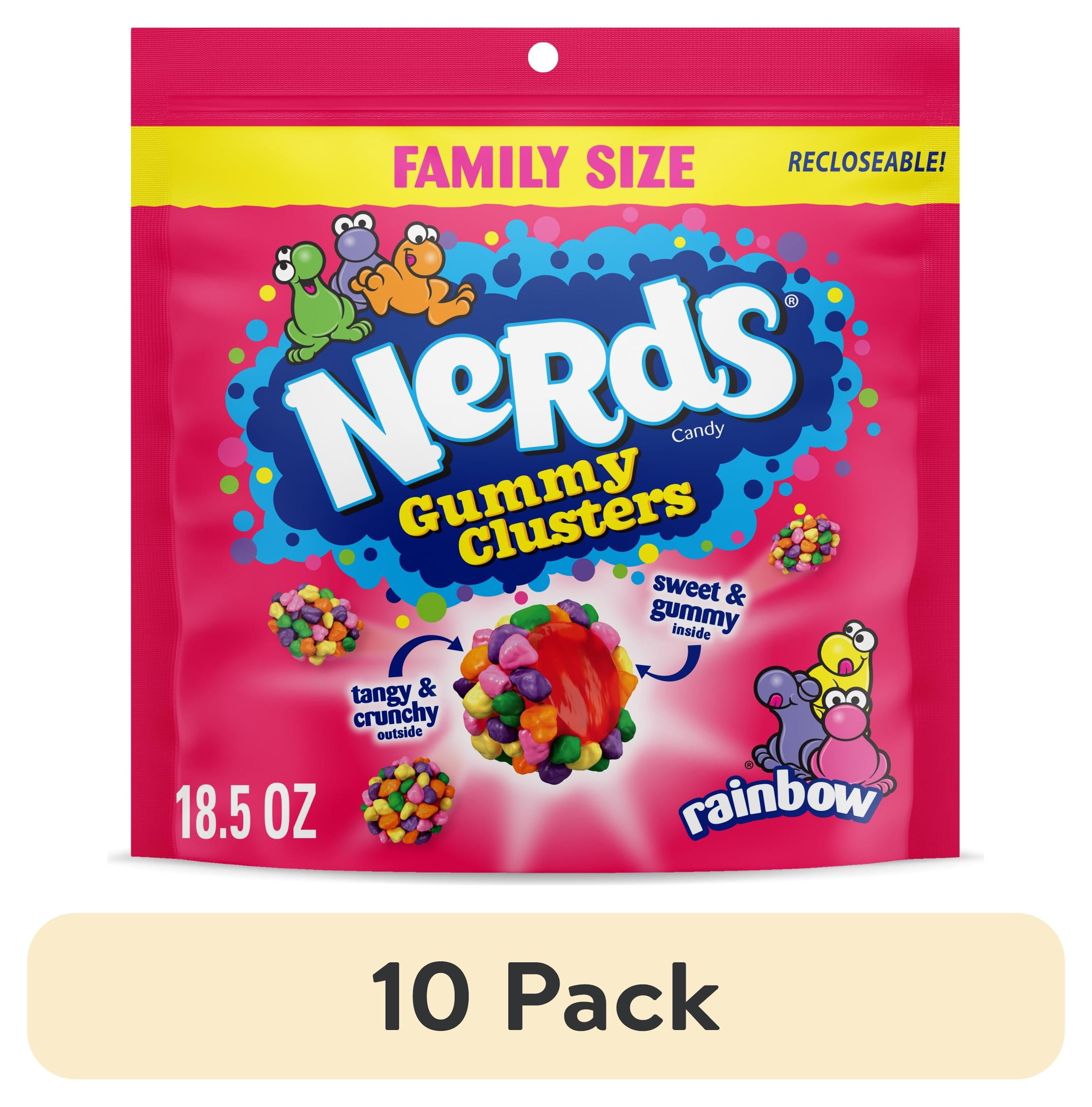 (10 pack) NERDS Gummy Clusters, Candy, Rainbow, Crunchy and Gummy, 18.5 ...