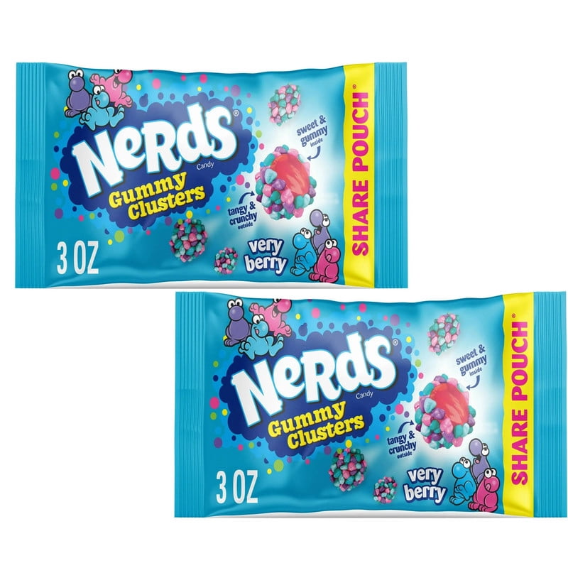 NERDS Gummy Clusters, Candy, Very Berry, Crunchy and Gummy Pack Of 2 ...