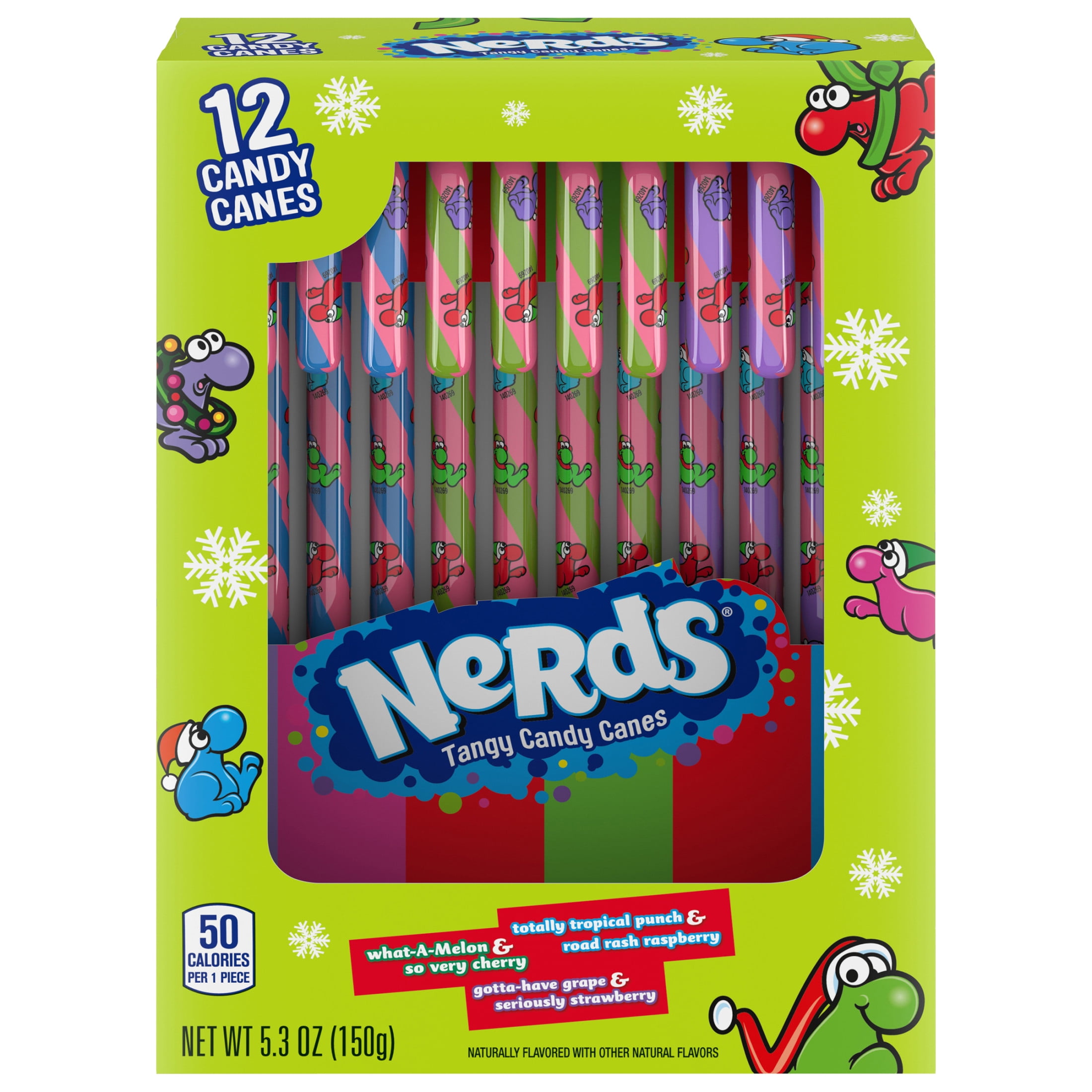 Nerds Holiday Candy Canes, Individually Wrapped, Fruity Grape Flavor ...