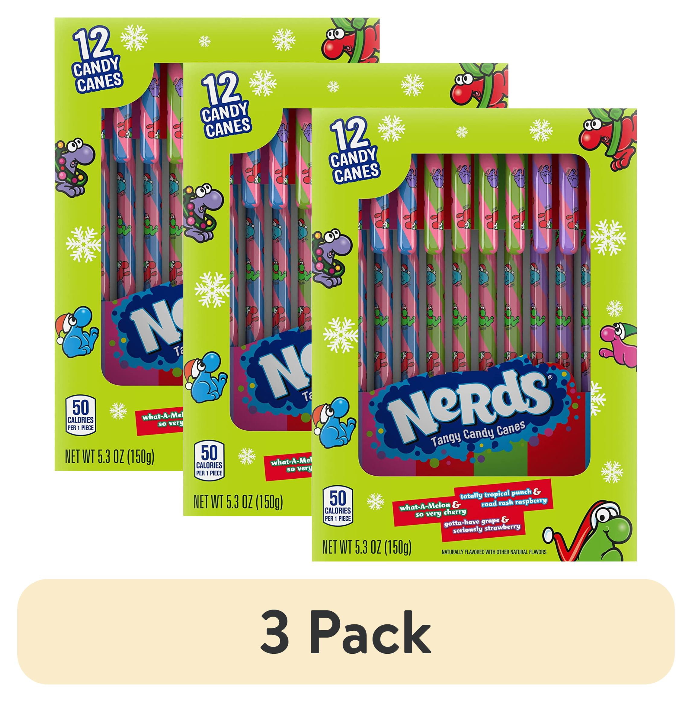 (3 pack) NERDS Holiday Tangy Candy Canes, 5.30z, Fruit Flavored Candy ...