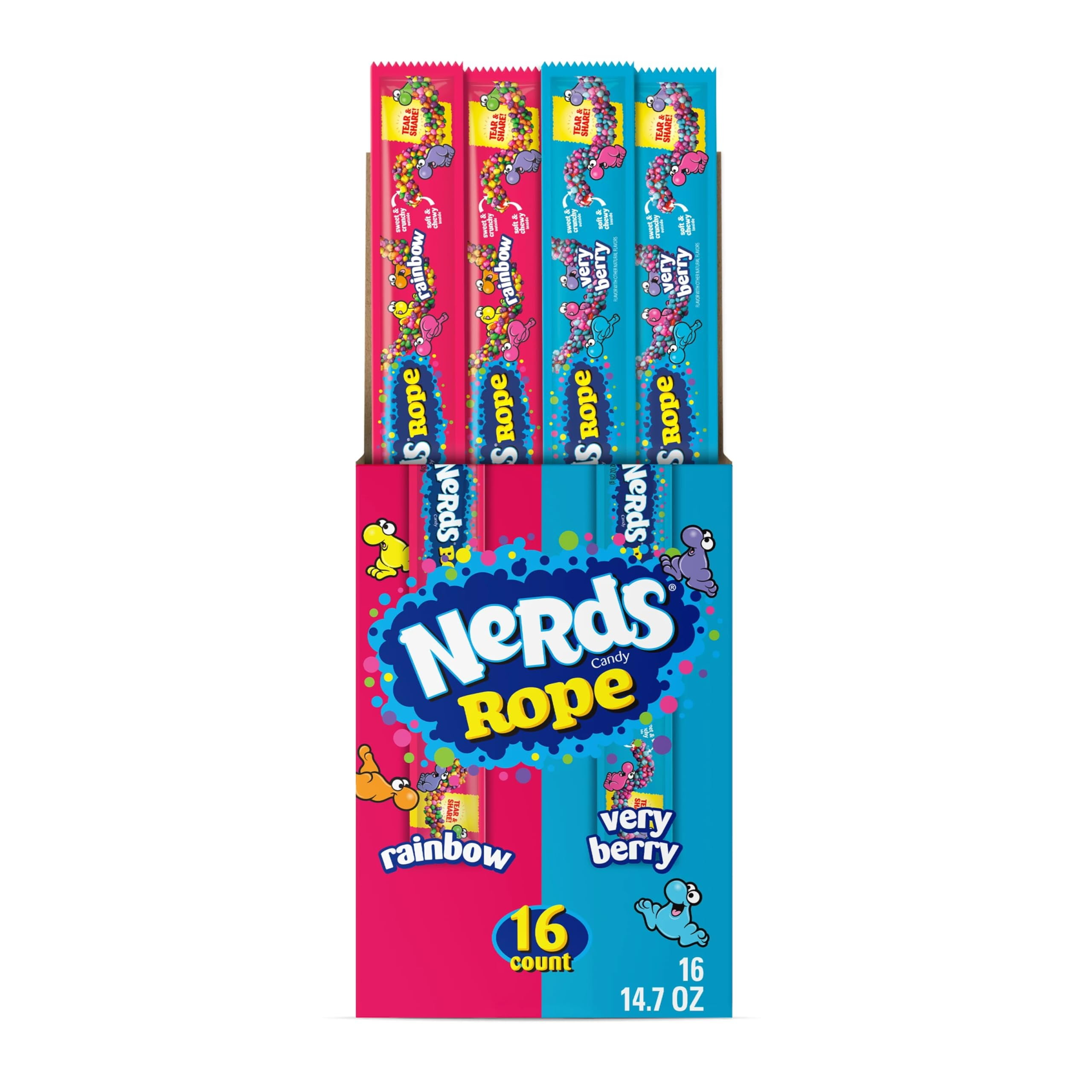 Ferrara Nerds Ropes Very Berry and Rainbow, Variety Pack, 16 Count ...