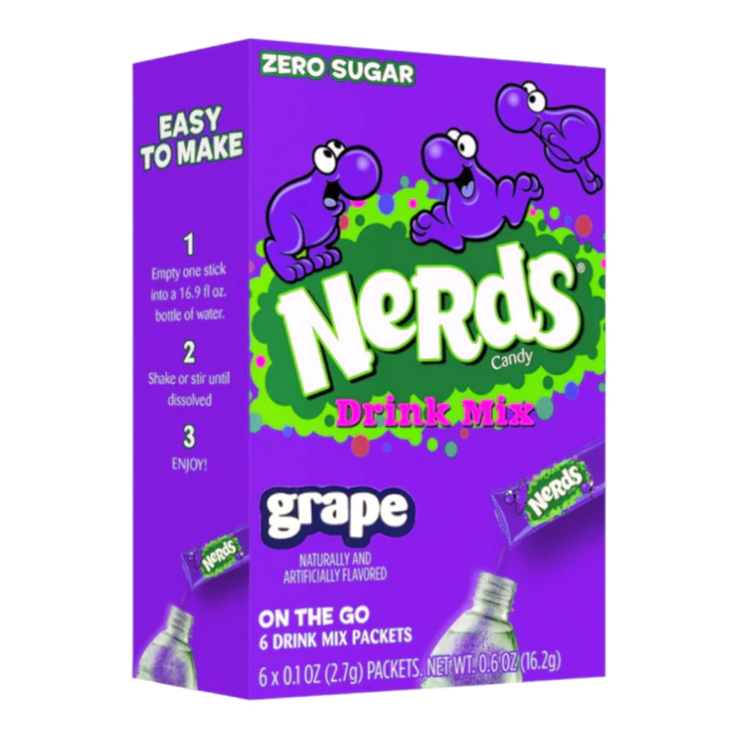 NERDS TO GO Sweet Candy Grape Packets - Powdered Drink Mix, 0.6 OZ ...
