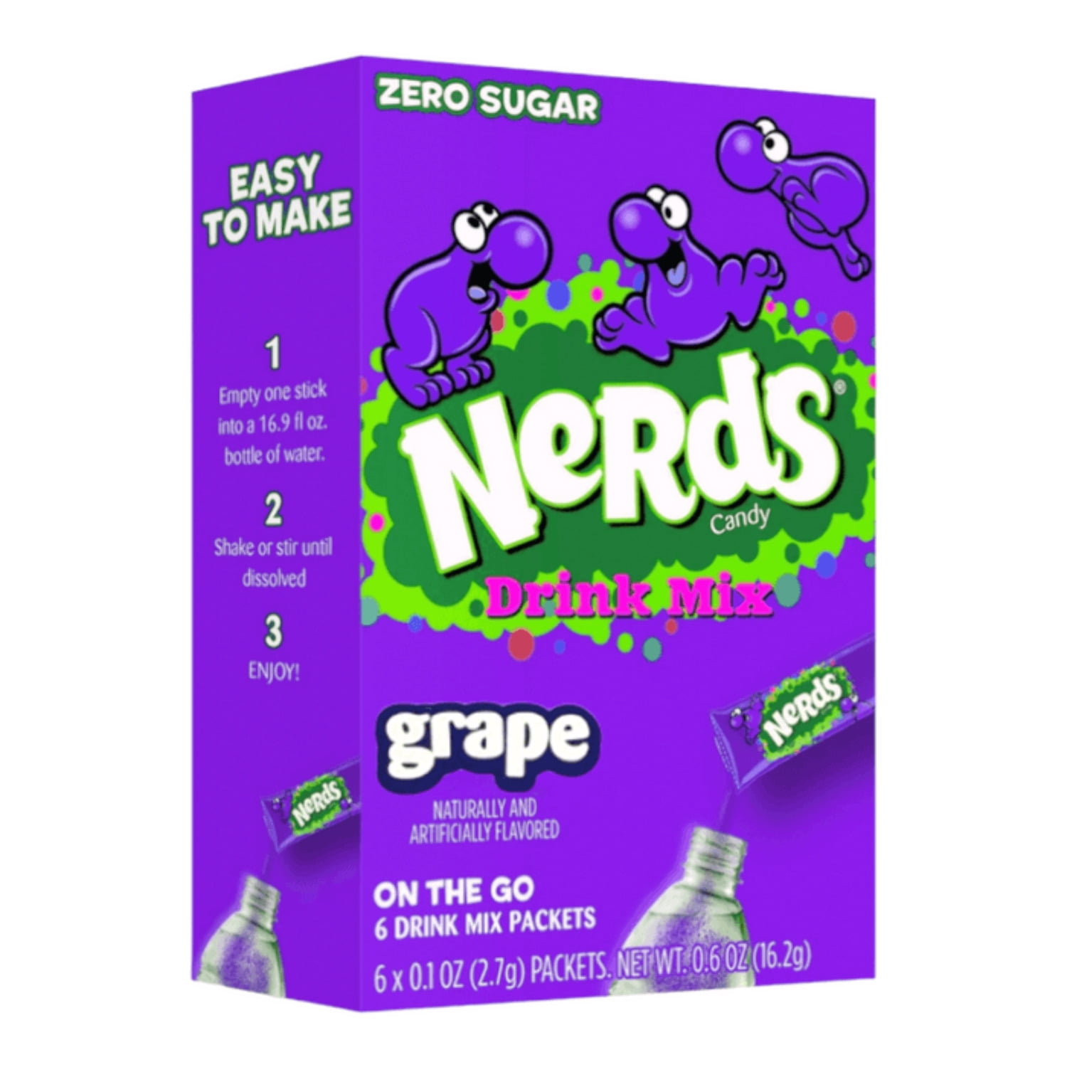 NERDS TO GO Sweet Candy Grape Packets - Powdered Drink Mix, 0.6 OZ ...