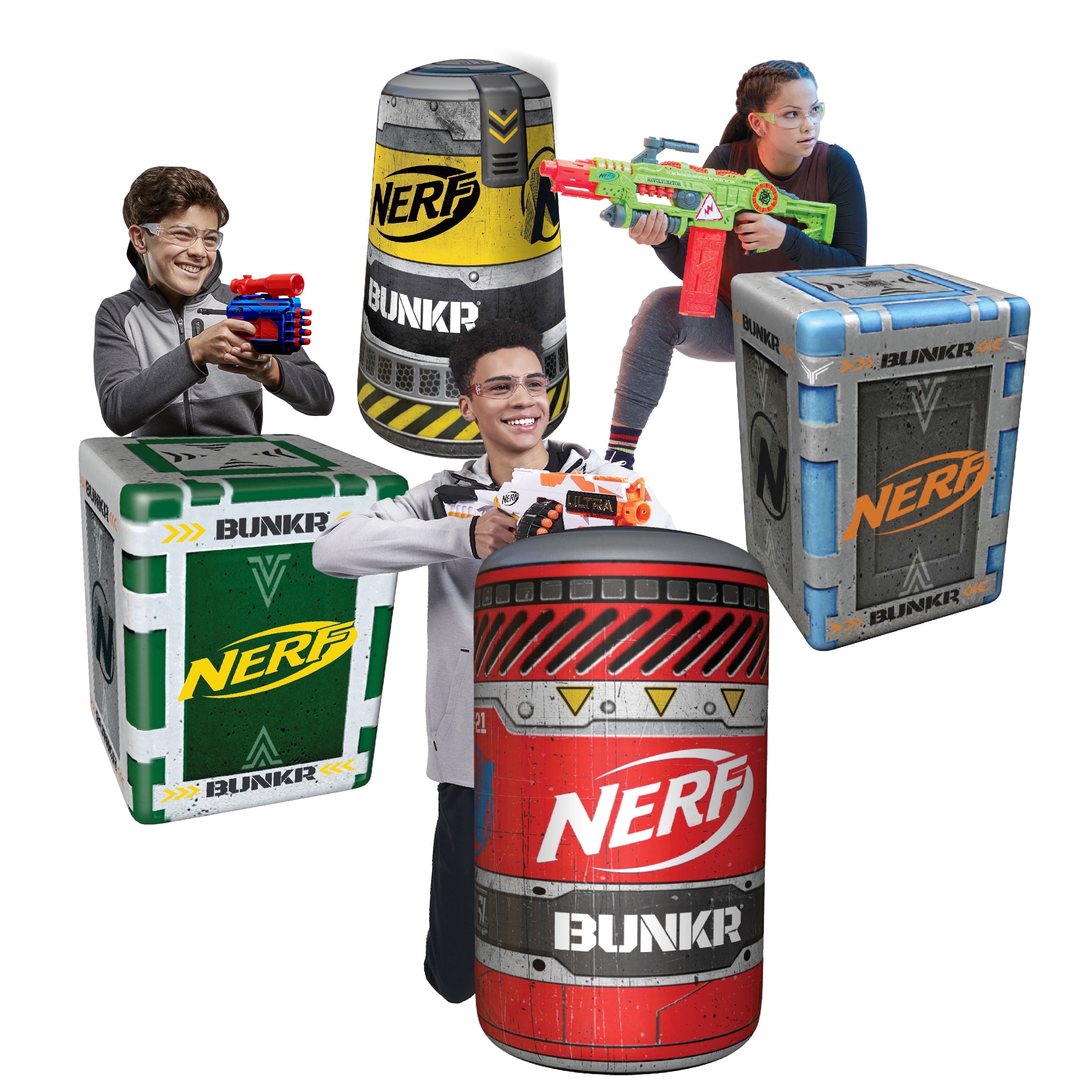 BUNKR BATTLE ZONES Nerf Competition Pack - 4 Inflatable Bunkers for ...