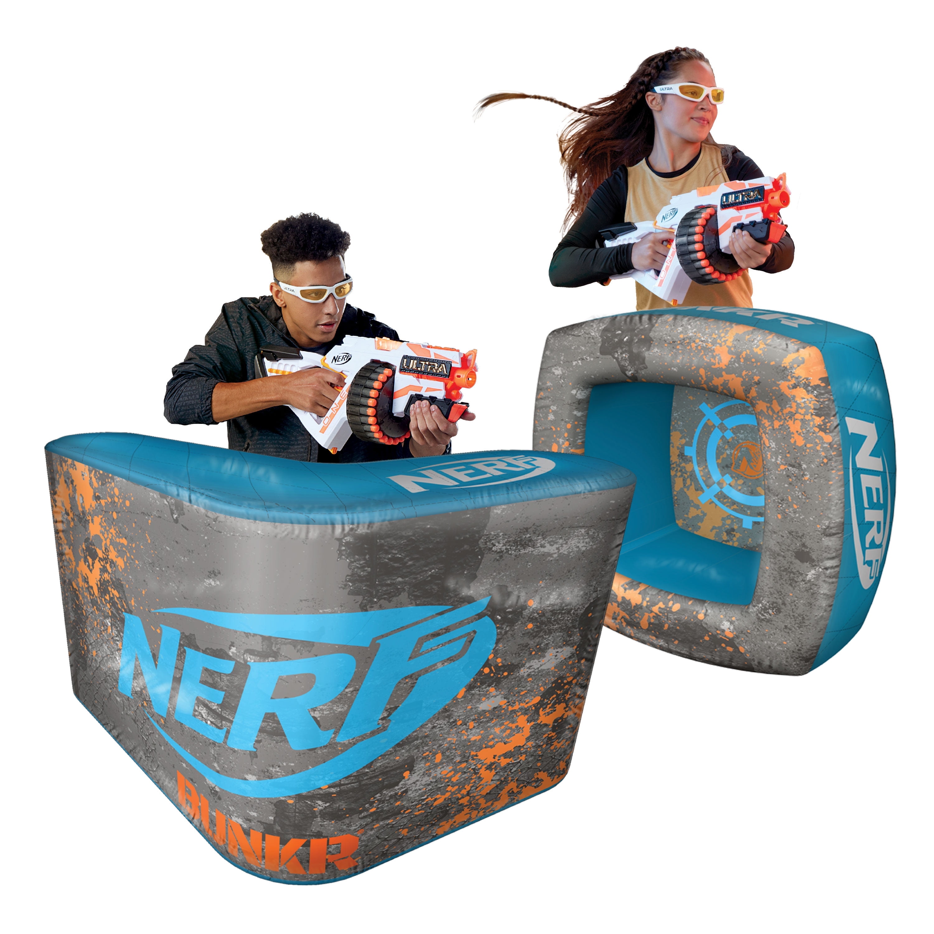 NERF BUNKR BattleZone Switch Gaming Chair & Footrest Set – Inflatable Gamer Seat with Bunker ...