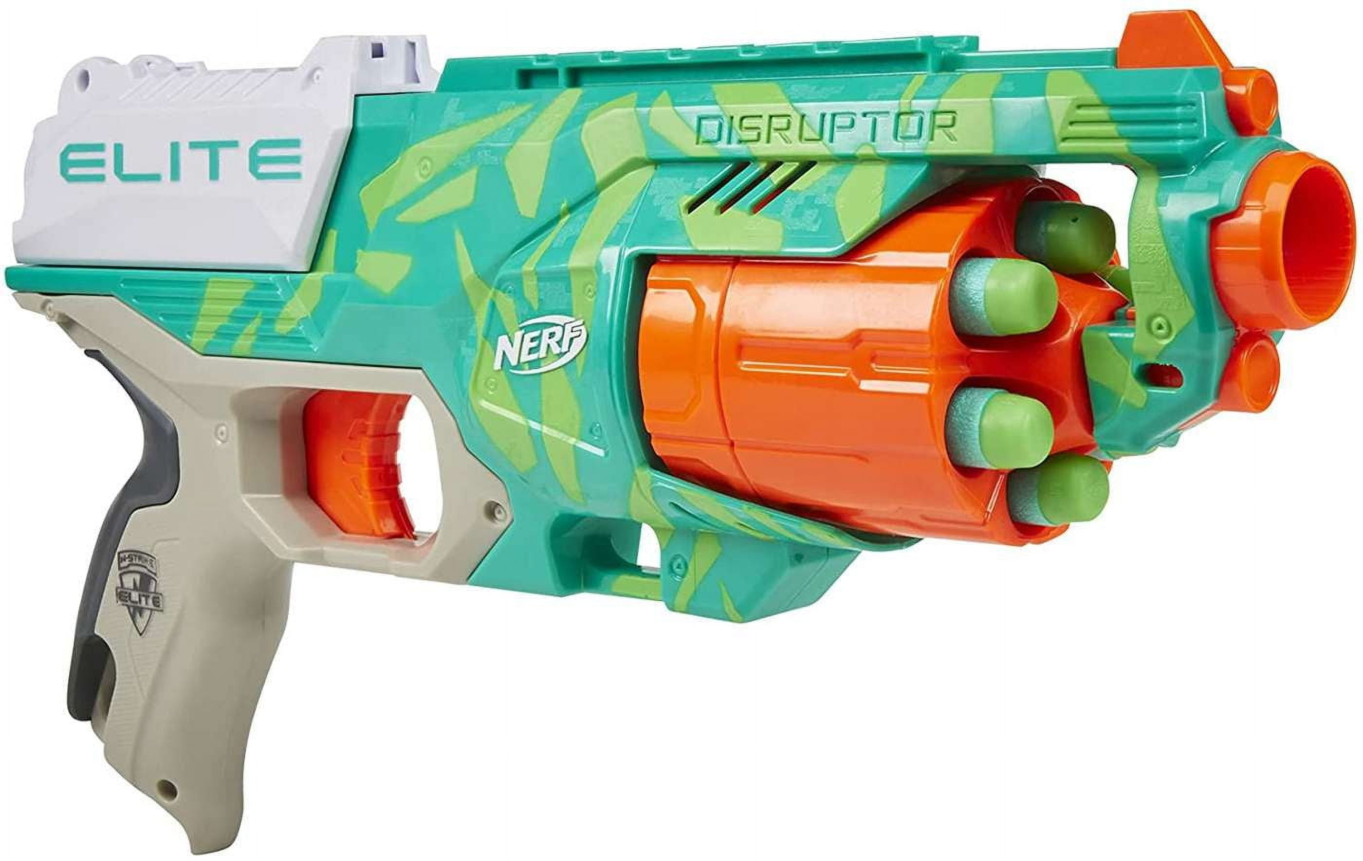 NERF Elite Disruptor Dynamic Green Dart Blaster, Rotating Drum, Slam Fire, Outdoor Toys, for ...